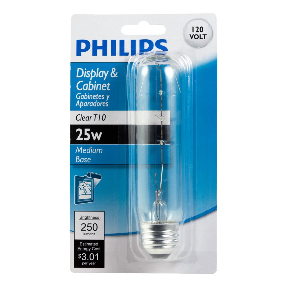 Philips LED 415851 Display and Cabinet 25-Watt T10 Clear Light Bulb