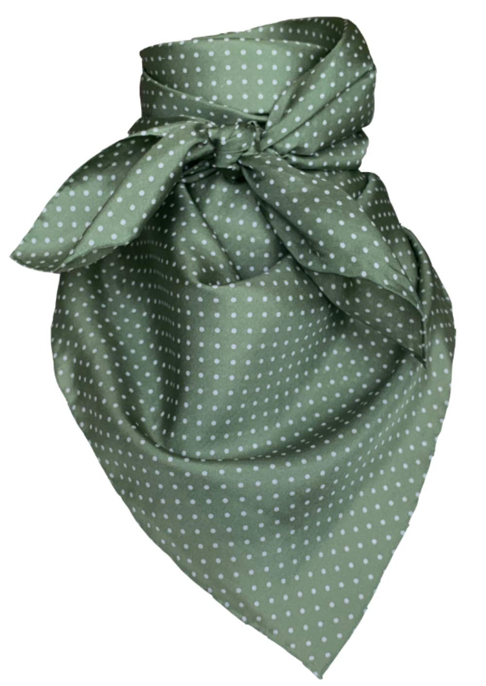Wyoming Traders Polka Dot Cowboy Wild Rag 100% Silk Scarf Bandana Multiple Colors L 34.5" and XL 42" (Sage, 34")