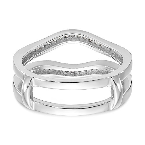 Solid 14K White Gold Engagement Wedding Ring Diamond Guard Size 7.5 (.24 cttw.)