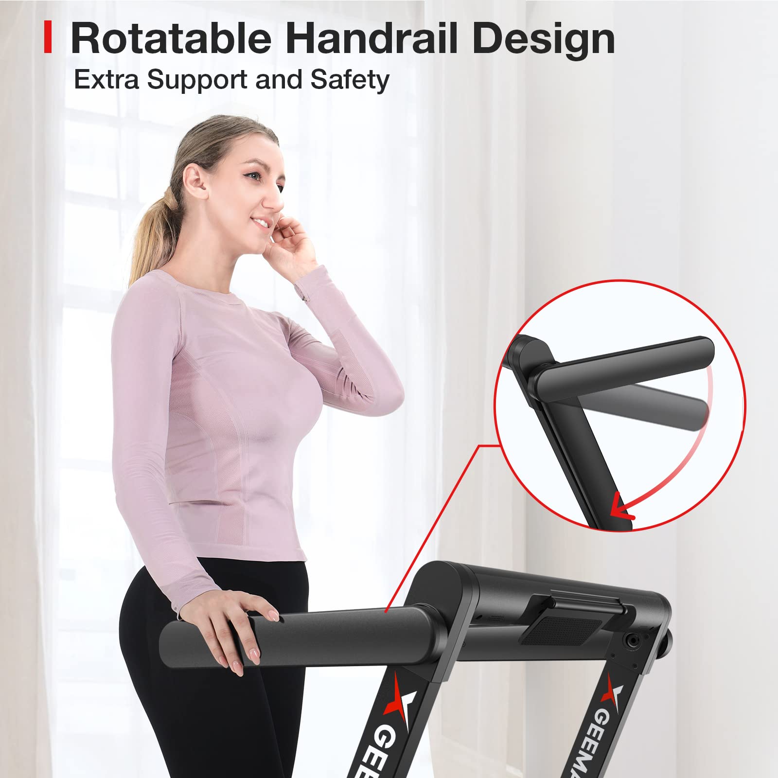 X GEEMAX Geemax 2 in 1 Under Desk Electric Treadmill, 3.0 HP Foldable Walking Running Pad Treadmill for Home Office, 100% Assembled with Bluetooth Speaker, App Control, 12 Preset Programs Black