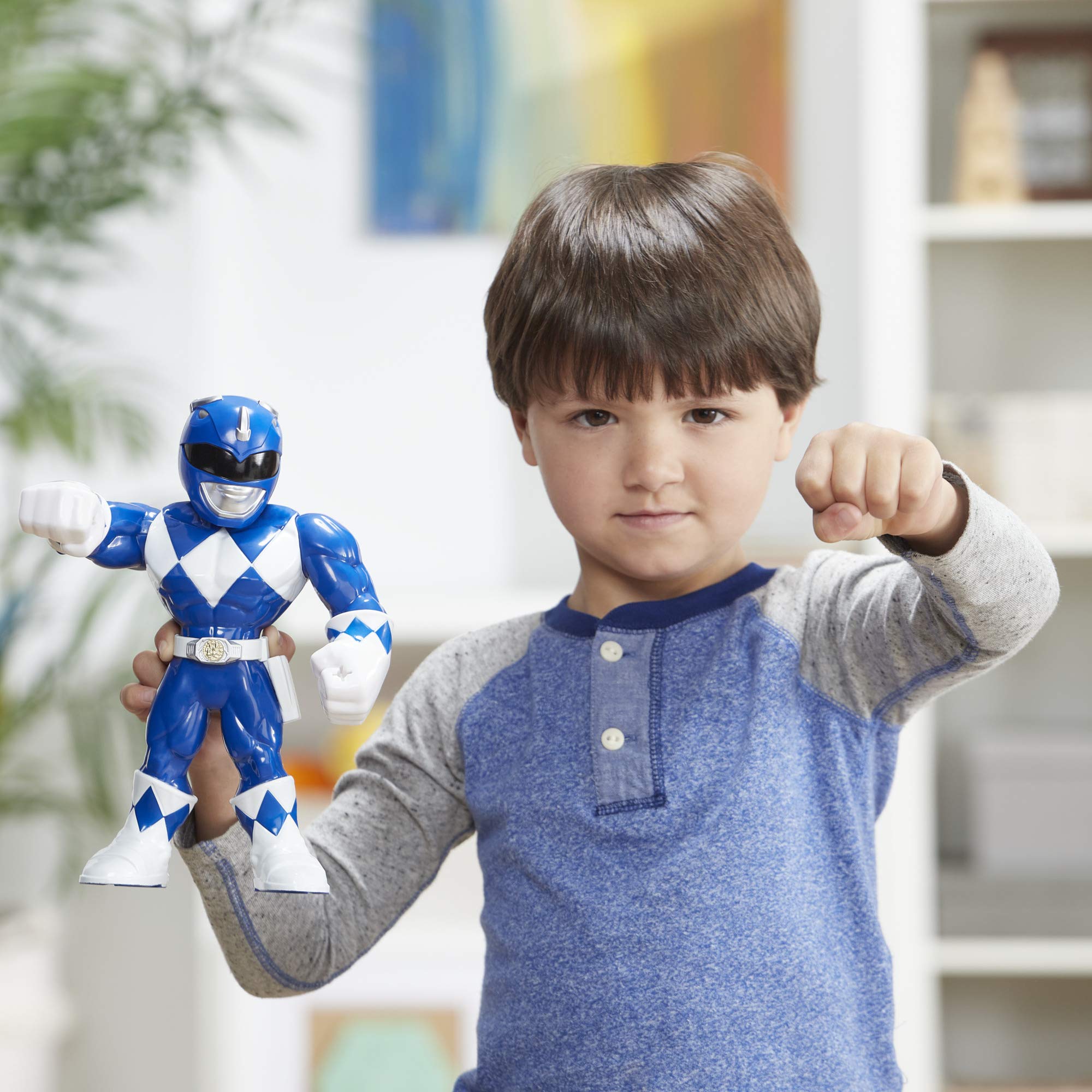Power Rangers Playskool Heroes Mega Mighties Power Rangers 3-Pack - Red, Blue and Black Ranger 10-Inch Action Figures, Kids Ages 3 and Up (Amazon Exclusive)