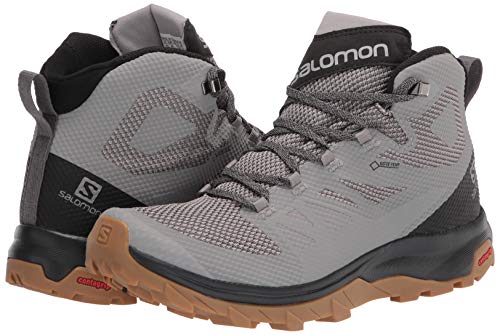 Salomon Outline Mid Gore-TEX Hiking Boots for Men, Frost Gray/Black/Alloy, 7