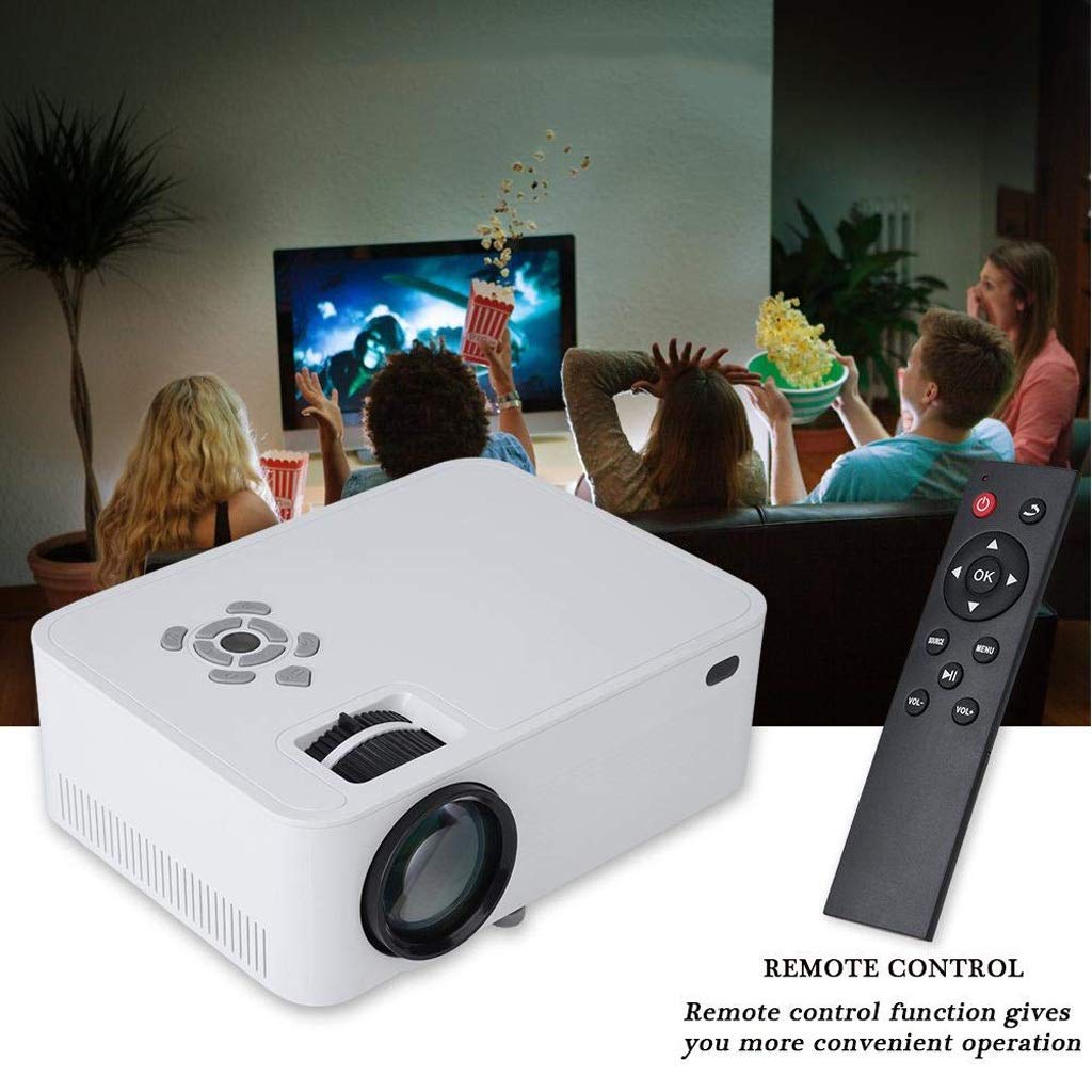 ZYZMH Mini Movie Projector, Multimedia Home Theater Video Projector with Cable, Full HD Video Projector
