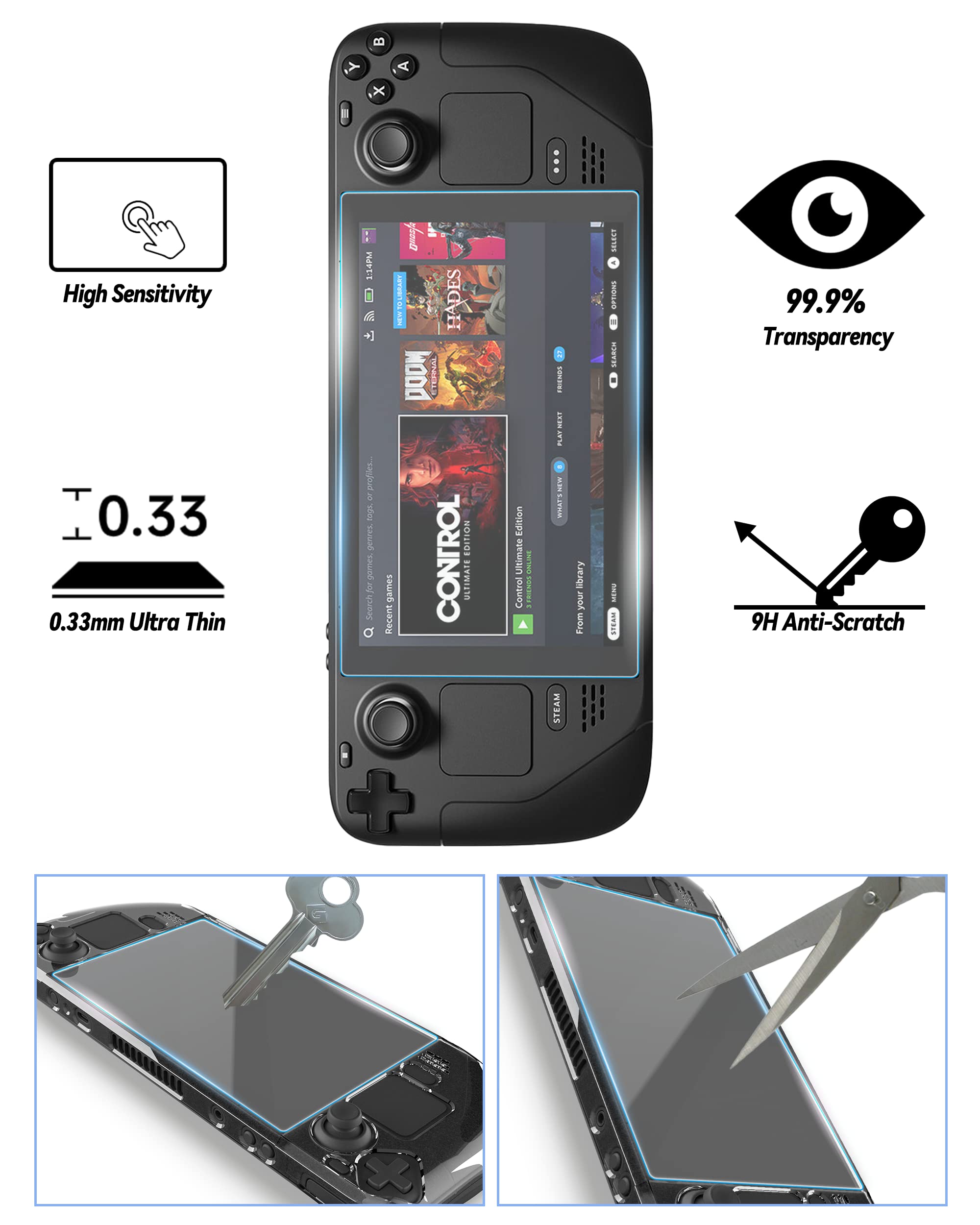 ZAONOOL Protective Case for Steam Deck with HD Screen Protector, Hard Clear PC Case for Steam Deck Game Console, Anti-Scratch & Anti-Collision Design Crystal Cover Case