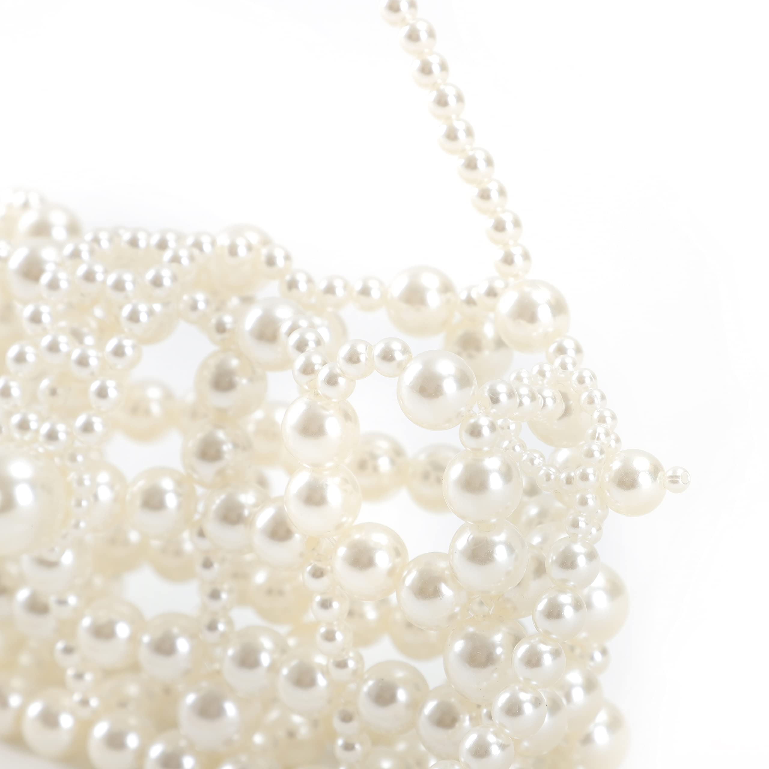 YUSHINY Women Acrylic Pearl Beaded Handmade Crossbody Hollow Evening Cellphone Bag