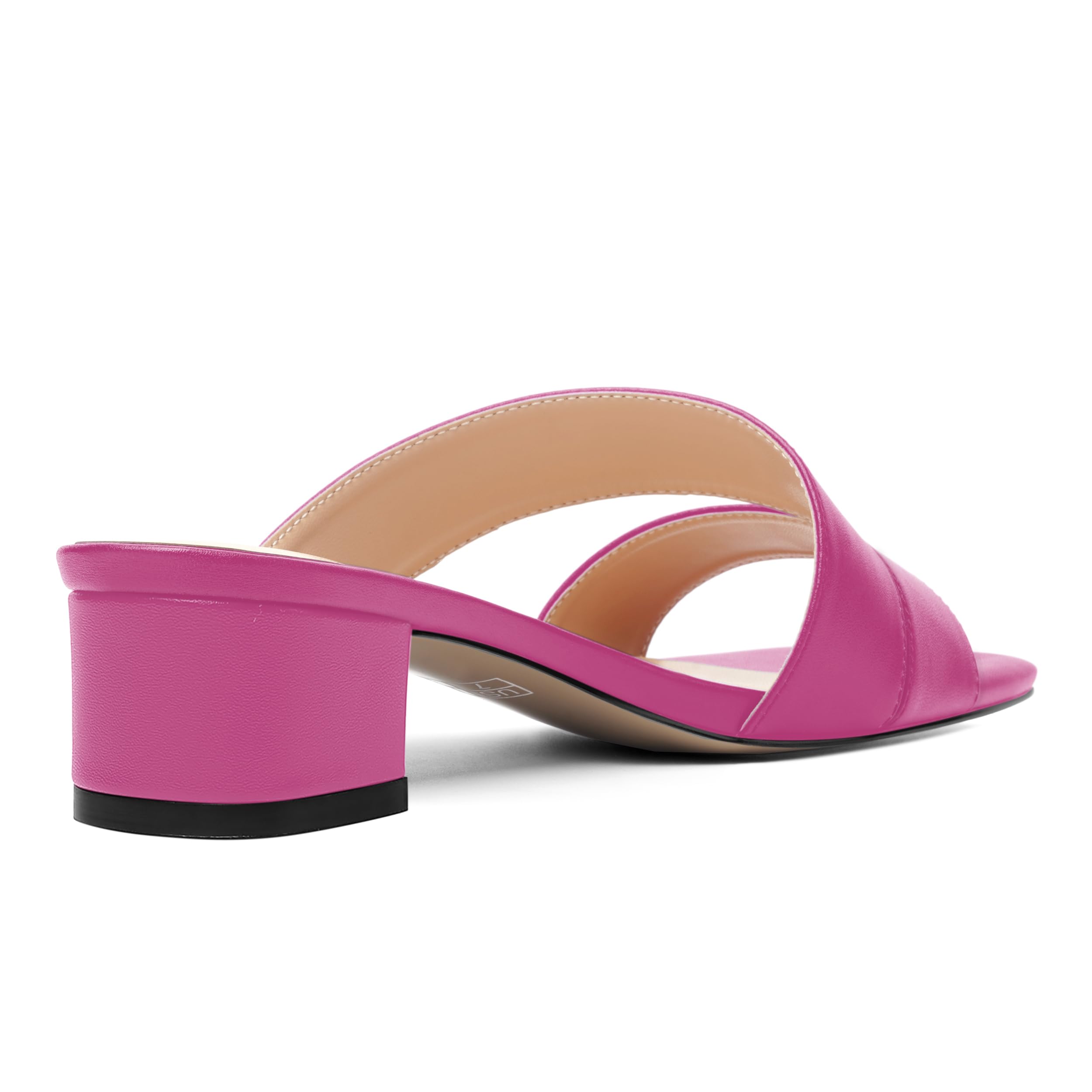 SHOWFOREST Women's Casual Slip On 1.5 Inch Low Heel Outdoor Solid Matte Chunky Square Toe Sandals Magenta Size 9.5 - Sandalias de Mujer de Tacon Bajo