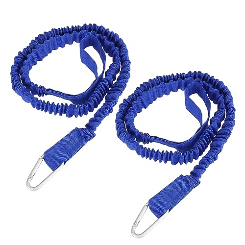 X AUTOHAUX 2pcs 37" Blue Kayak Paddle Leash Elastic Rowing Boat Paddle Leash Safety Tool Stand Up Paddle Board Kayak Accessories