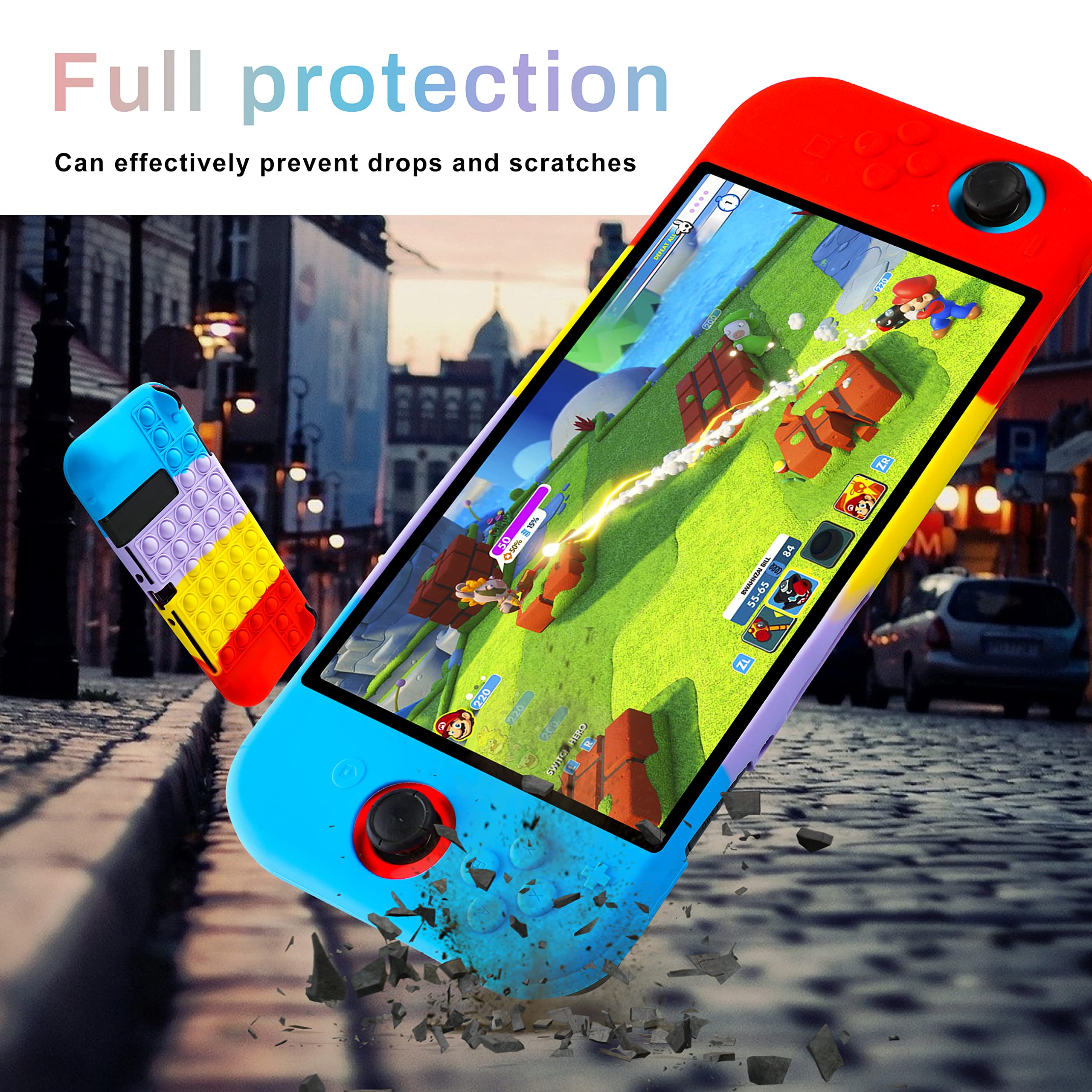 WowChic for Nintendo Switch Silicone Bubble Case Cute Kawaii Funny Design for Kids Girls Boys Teen Switch Controller Controllers Cases Carrying Travel Protective Cover for Nintendo Switch (Blue Red)
