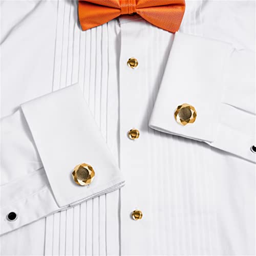 ZCMEB Wedding Cufflinks Studs 8 Piece Faceted Stone Tuxedo Shirt Studs Set Cufflinks Buttons Men with Cufflinks Box (Color : E, Size : Same Size)