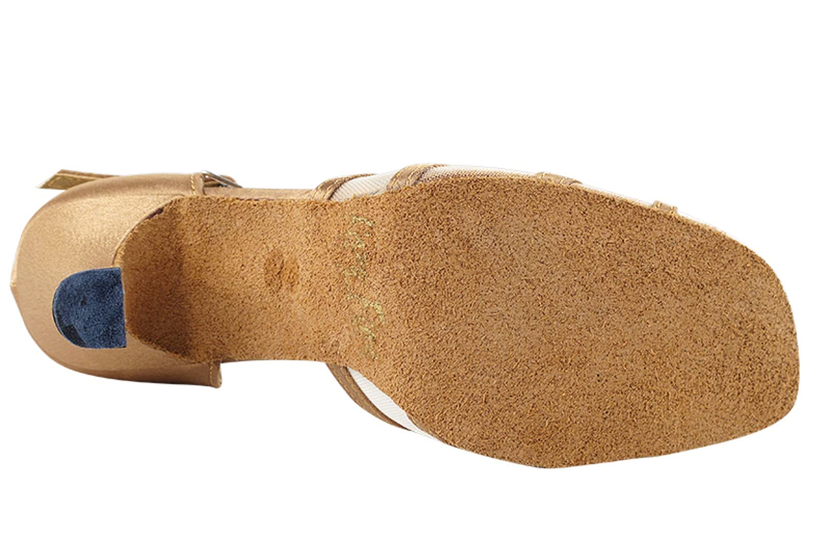 Very Fine Ladies' Latin, Rhythm & Salsa Dance Shoes - 1692 Classic Series - 2.5" Heel + one Pair of Heel Protectors Bundle (Brown Satin & Flesh Mesh, Numeric_6_Point_5)
