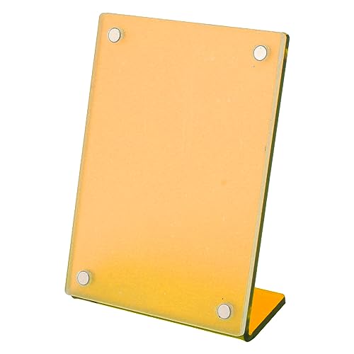 Self Standing Photo Frame, L Shaped Slanted Back Photo Frame 3 Inch Clear for Movie Tickets for Office (Orange)