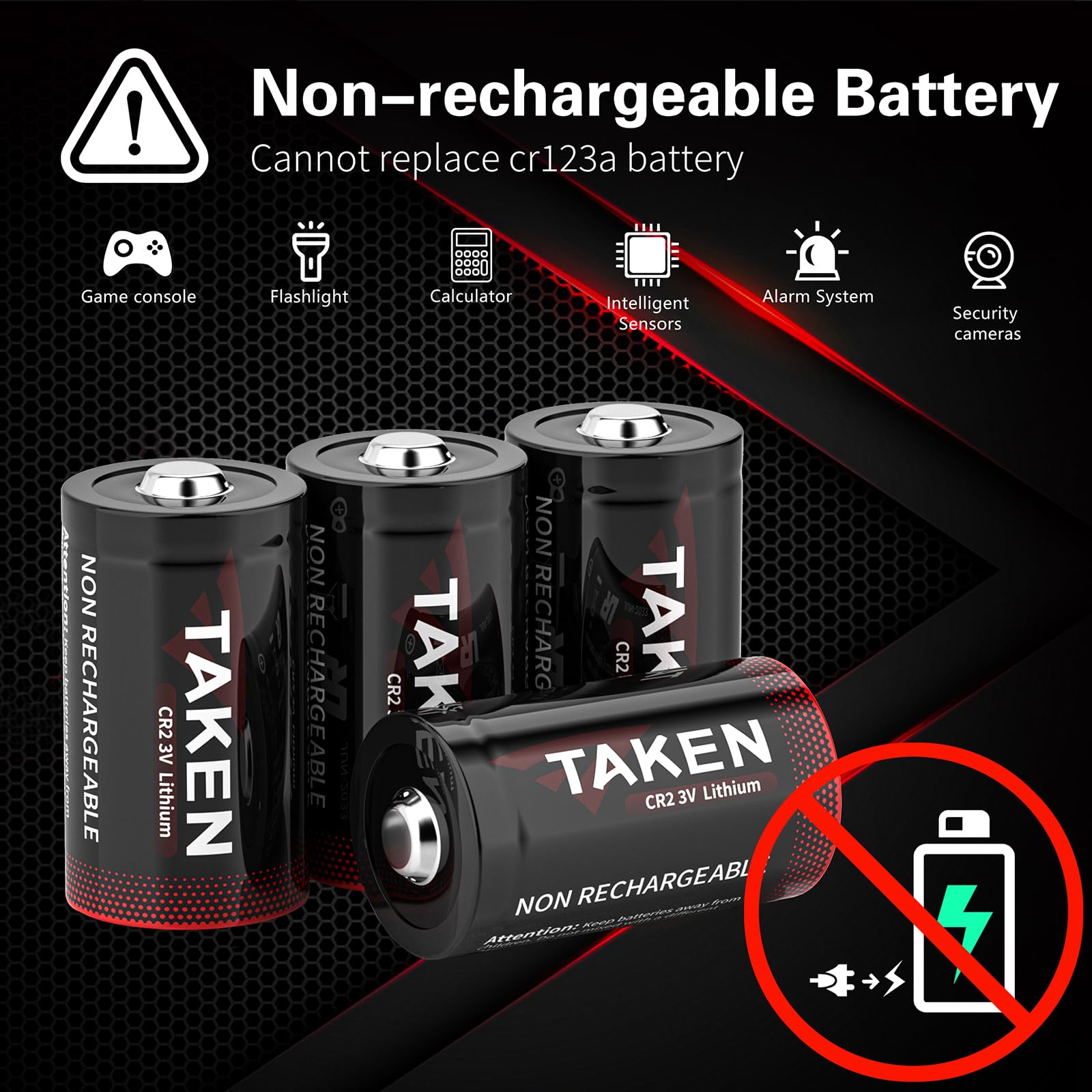 Taken CR2 Battery for Golf Rangefinder, 2 Pack CR2 3V Lithium Battery 850mAh Non-Rechargeable【10-Year Shelf Life】 Not for Arlo Camera