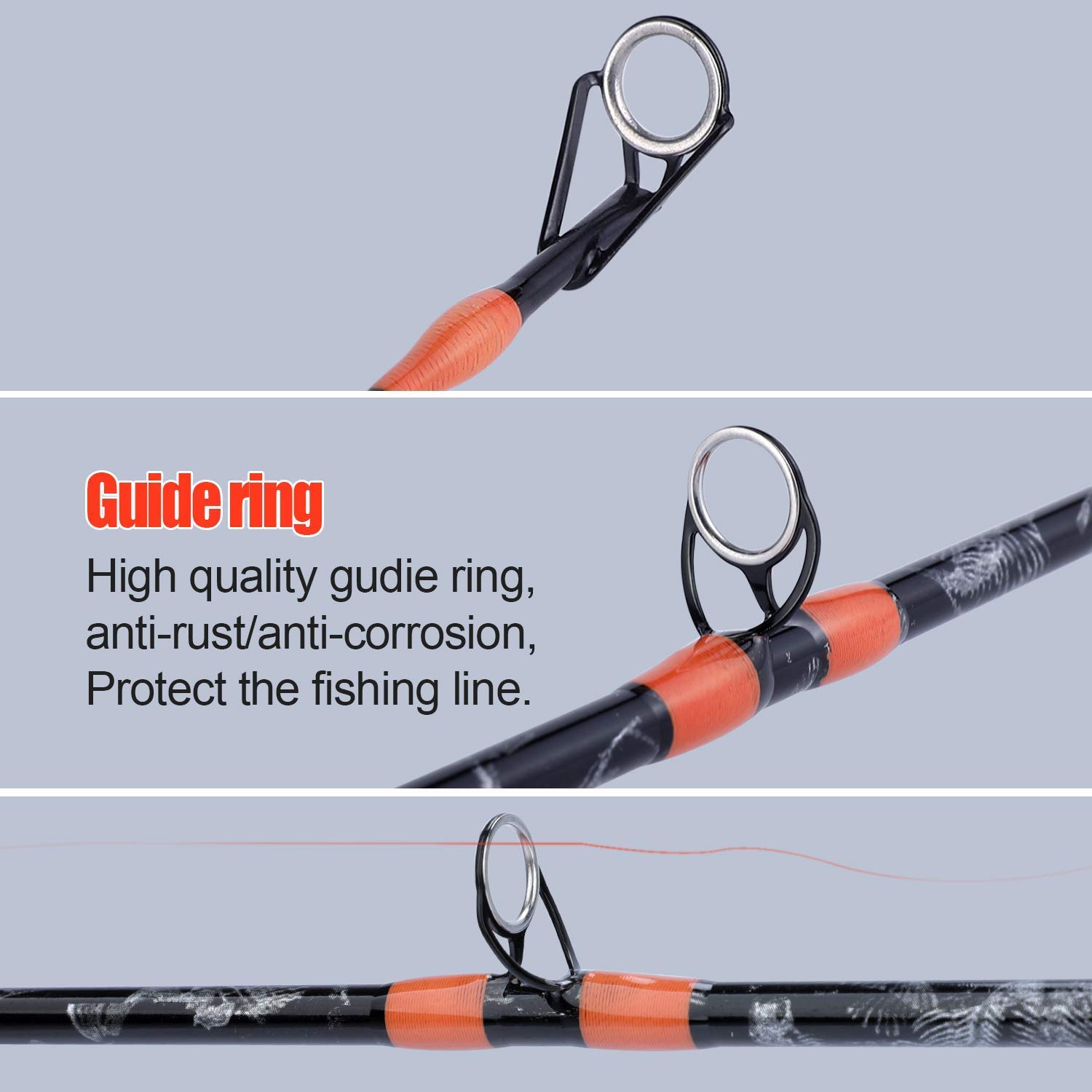 Sougayilang Spinning Rods and Casting Fishing Rods, 2 Piece Rod Composite Graphite and Glass Blanks, Stainless Steel Line Guides-5FT