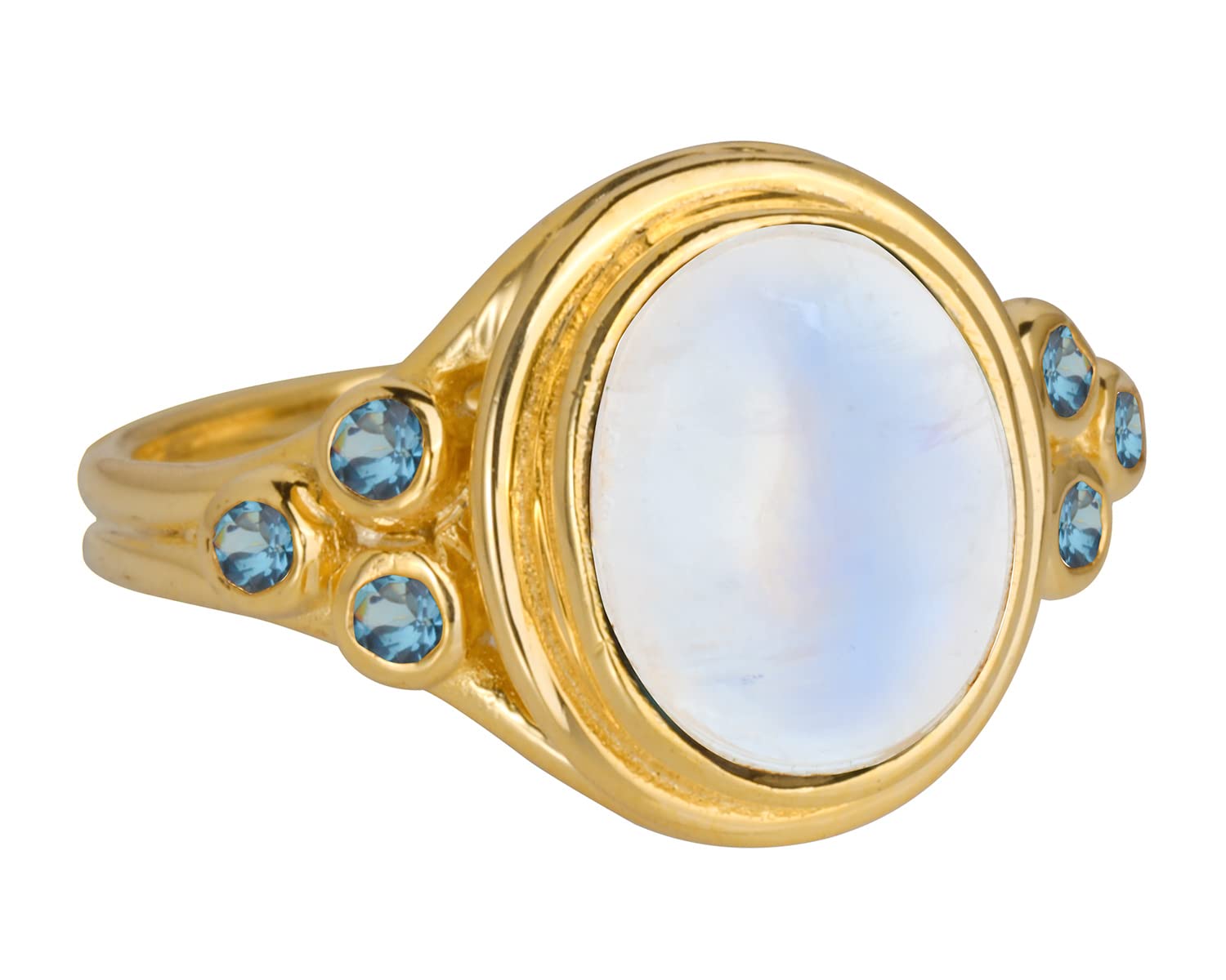 YoTreasure Moonstone London Blue Topaz 14K Gold Plated Over 925 Silver Promise Ring (10)
