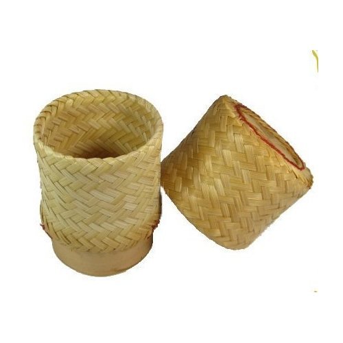 Thai Handmade Sticky Rice Container, Small Bamboo Serving Baskets, Natural