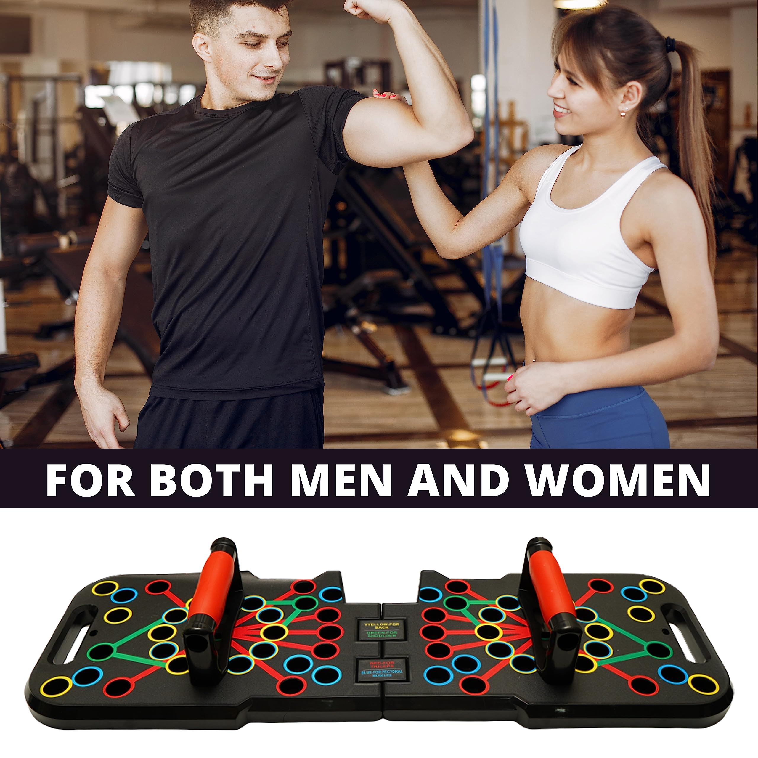 Push Up Board For Men & Women β 60 in 1 Foldable Pushup Board For Home Gym & Office - 60+ Color Code With Multi-Functional Home Workout Equipment - AB Roller, Hand Grip, Jumping Rope - ACTIVE APEX
