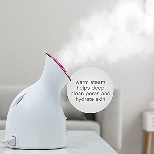 Panasonic Nano Ionic Compact Design with One-Touch Operation Facial Steamer with Ultra-Fine Steam - Spa Like Face Steaming At Home to Moisturize and Deeply Cleanse Skin, White / Pink