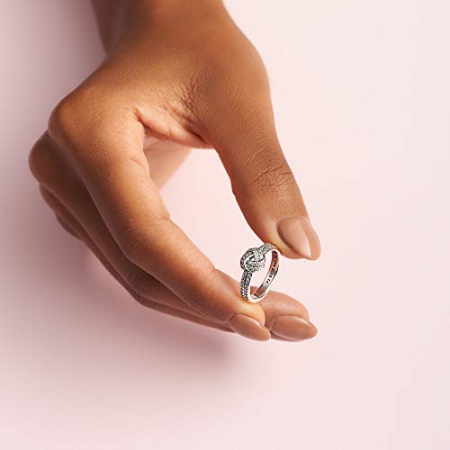 Pandora Jewelry Shimmering Knot Cubic Zirconia Ring in Sterling Silver, Size 7.5