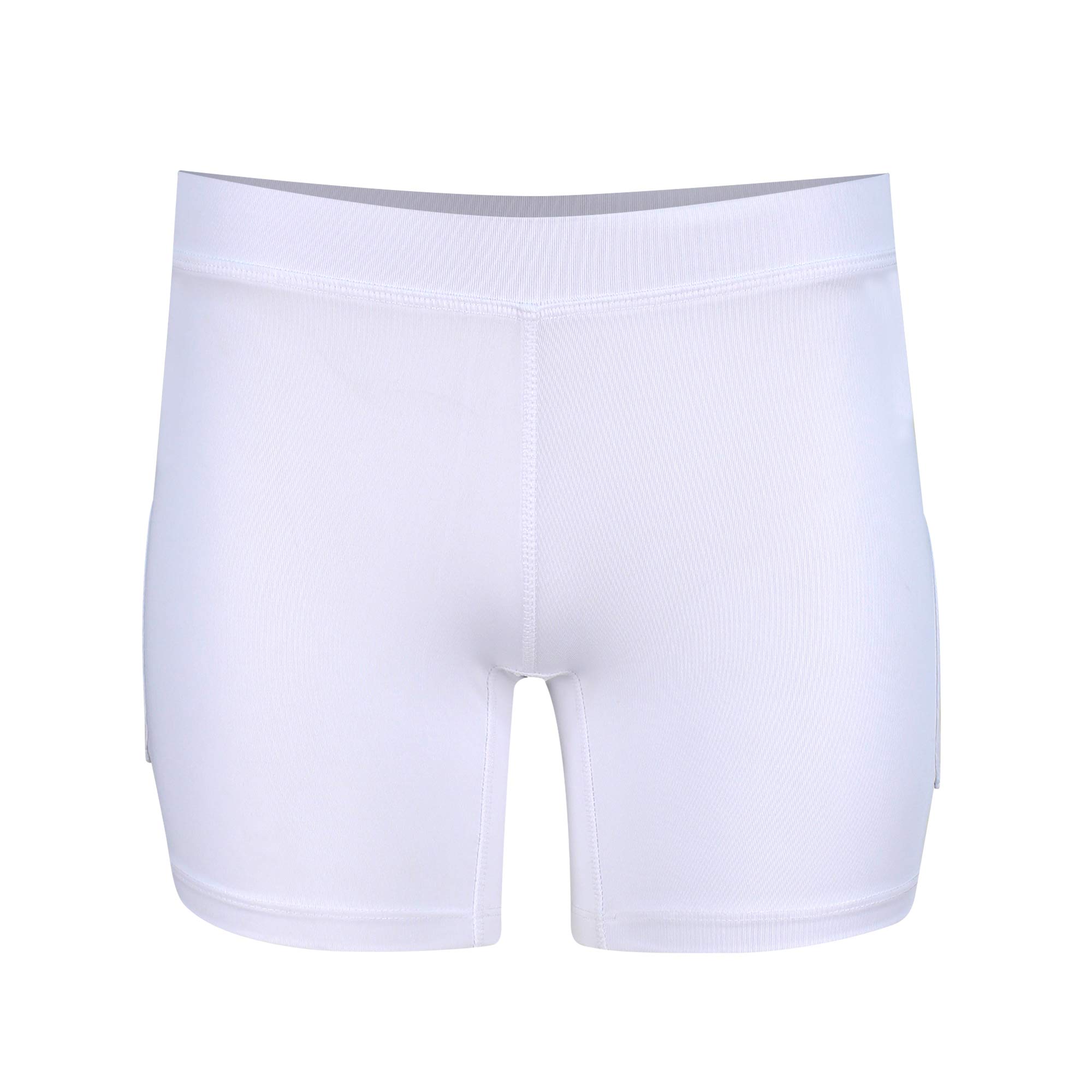 SAVALINO Women's Under Shorts- Compression Shorts for Gym & Workout Clothing, Tennis Shorts with Ball Pockets, Small, White