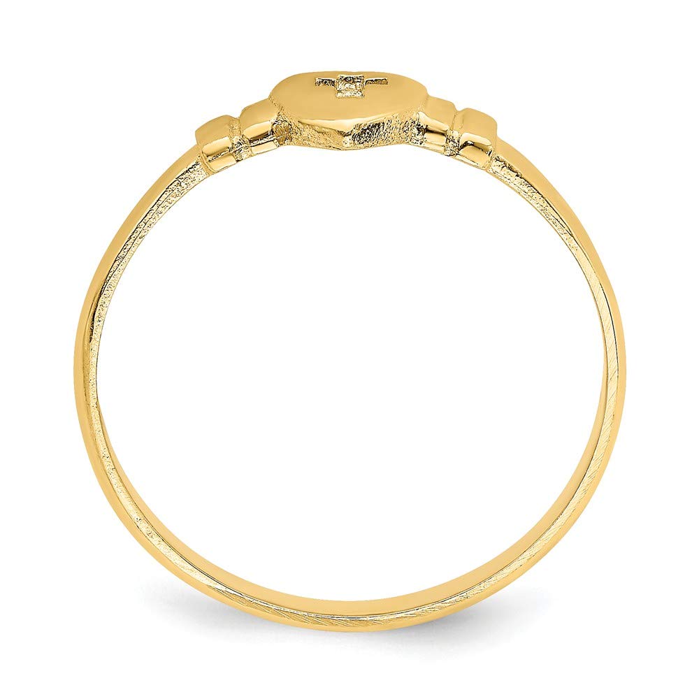 Solid 14k Yellow Gold Heart Cut-Out Cross Ring Band Size 5