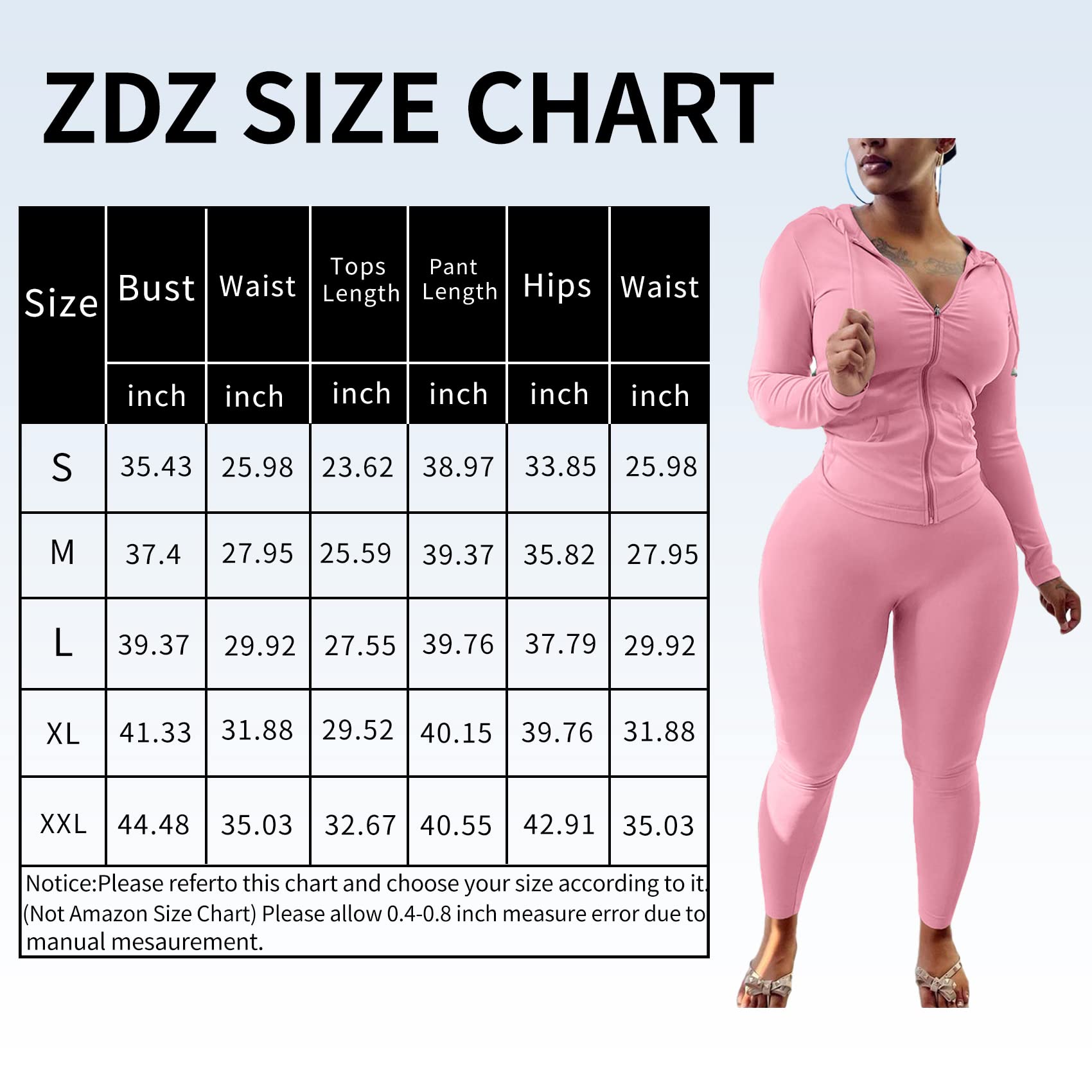 ZDZ 2 Piece Sweatsuits For Women Jogger Set Fall Outfits Long Sleeve Tights Workout Suits Tracksuits With Pocket(Pink-XXL)