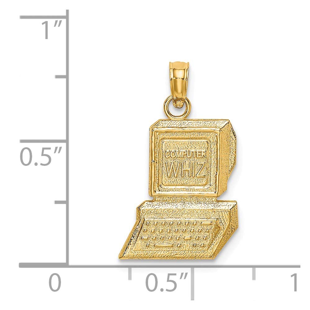 Solid 14k Yellow Gold Computer Wiz Charm Pendant - 15mm x 13mm
