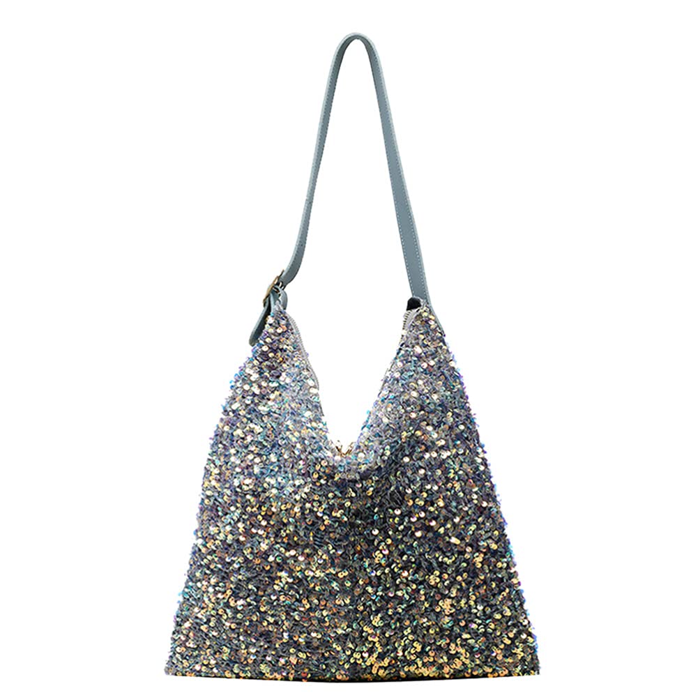 VALICLUD Womens Sequins Tote Bag Sparkling Shoulder Bag Handbag Portable Shopping Bag