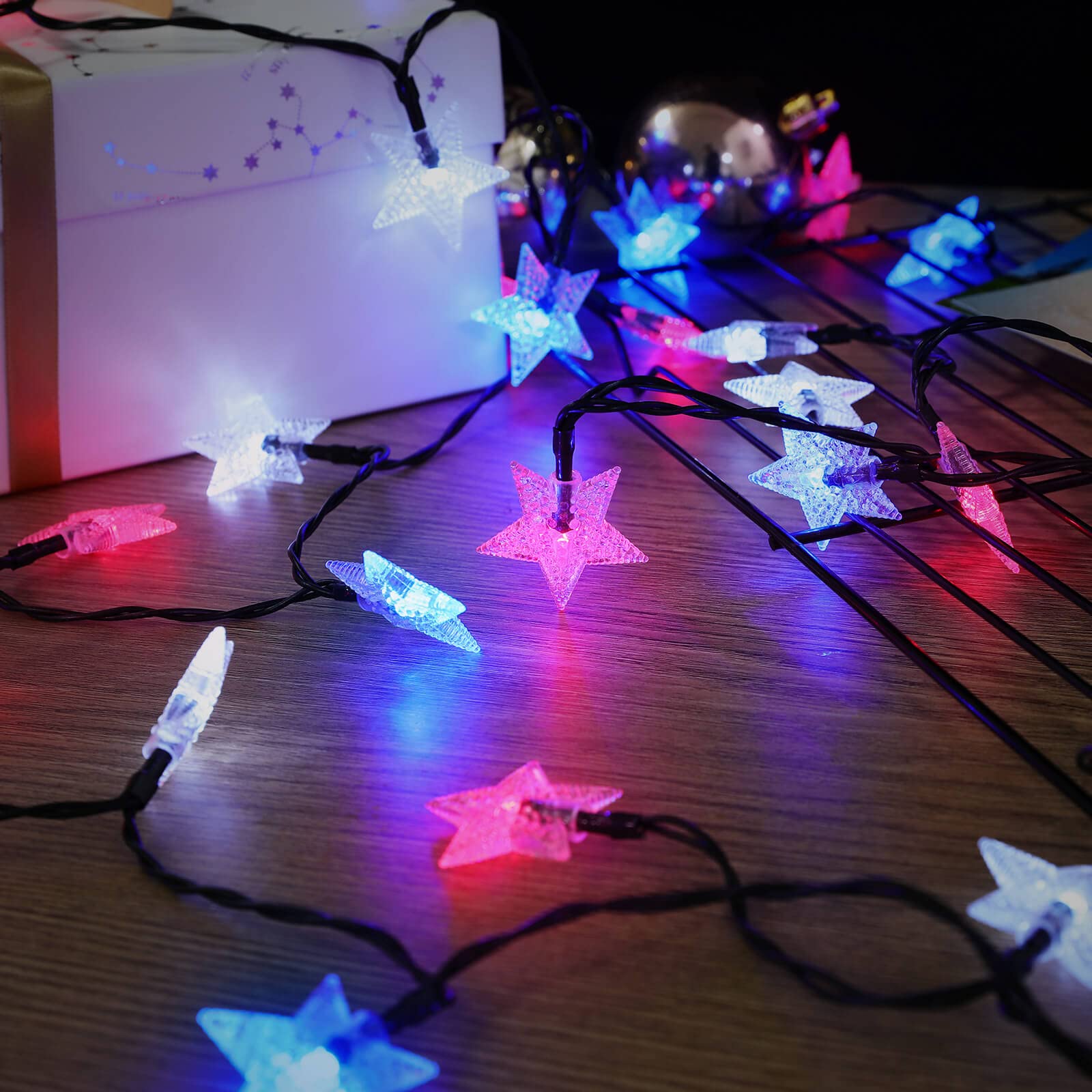 SEMILITS Outdoor Solar String Lights 30Ft 50LED Star Fairy String Lights for Room Decor Garden Christmas Decorative House Lights(Blue)