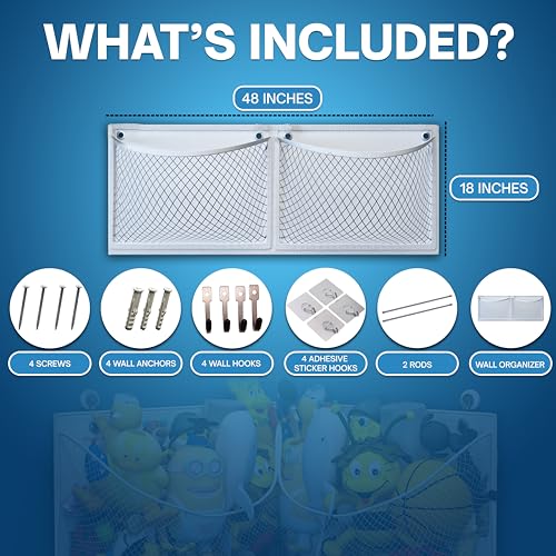 Stuffed Animal Storage Ideas, Stuffy Storage, Stuffed Animal net or Hammock, Kids Wall Corner Stuffed Animals Toy Hammock , Holder, Bear Organizer, Basket, Stuff, Zoo, Hardware Included (White)