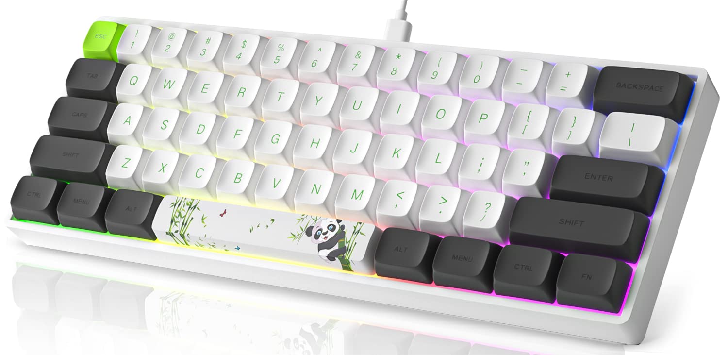 Uuoeebb SK61 61 Keys Mechanical Gaming Keyboard, 60% Compact Hot-Swappable RGB Backlit Keyboard with Type-C Cable for Win/Mac