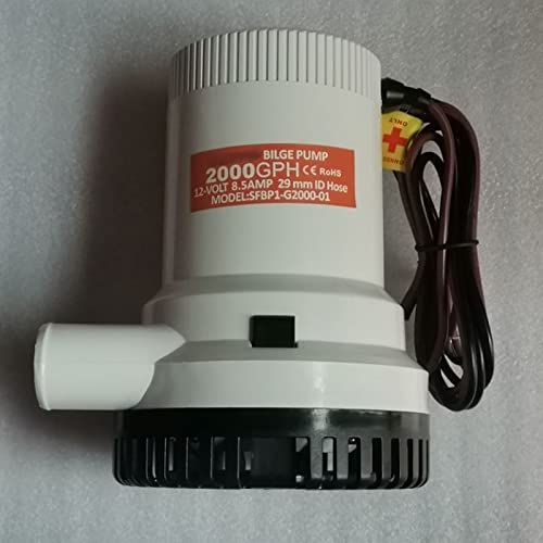 XuuSHA Hand Bilge Pump 12V/24V 2000GPH DC Electric Marine Submersible Bilge Pump Bilge Pump Automatic (Voltage : 24V)