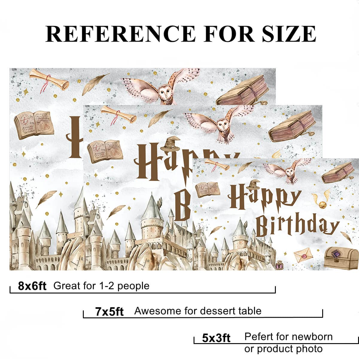 Wizard Birthday Backdrop for Boys Girls Witch Wizard Magic School Happy Birthday Photography Background Decorations Kids Magical Castle Birthday Banner 7x5ft