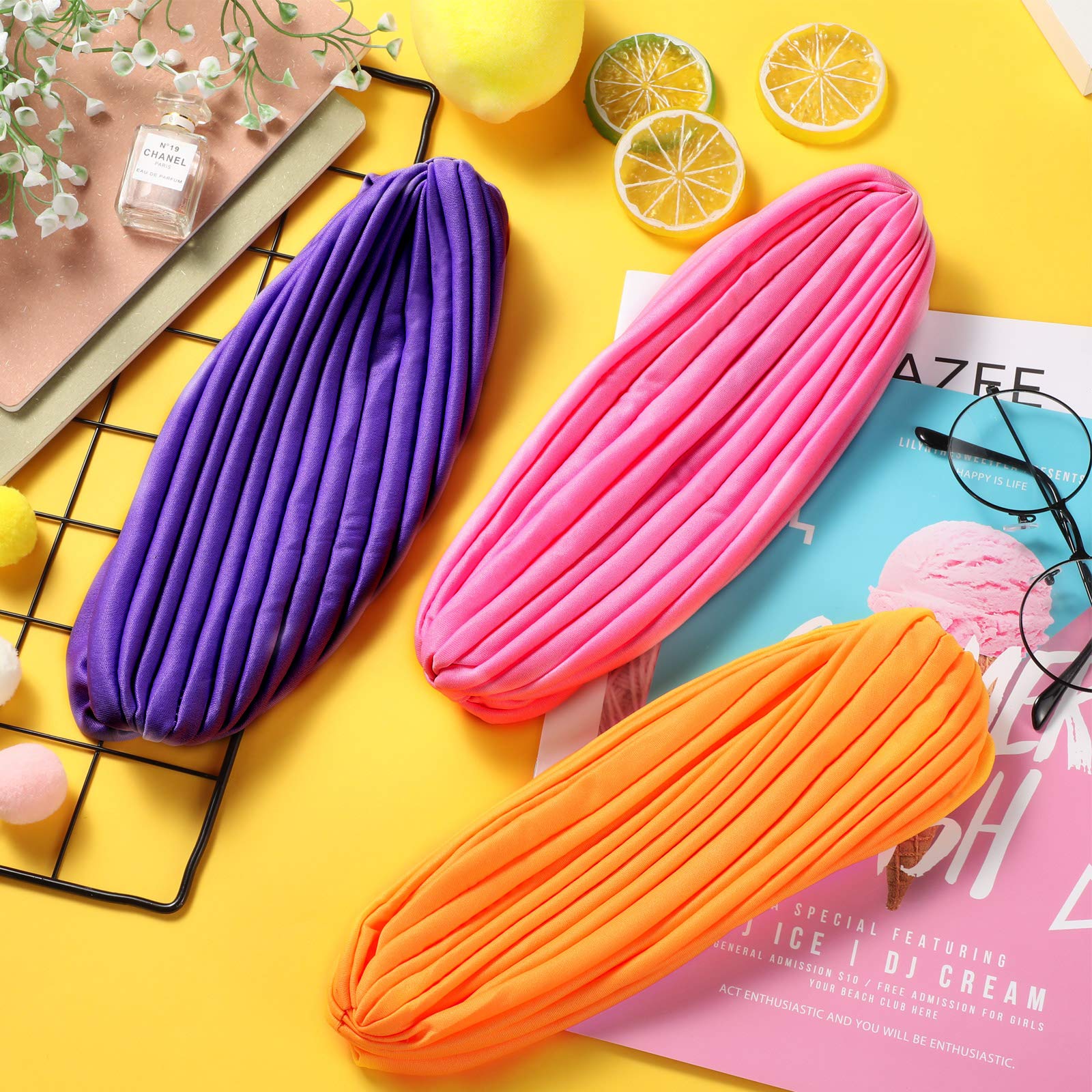 SATINIOR 15 Pieces Stretchy Turban Cap Chemo Head Wraps Twisted India's Hat Turbans for Women