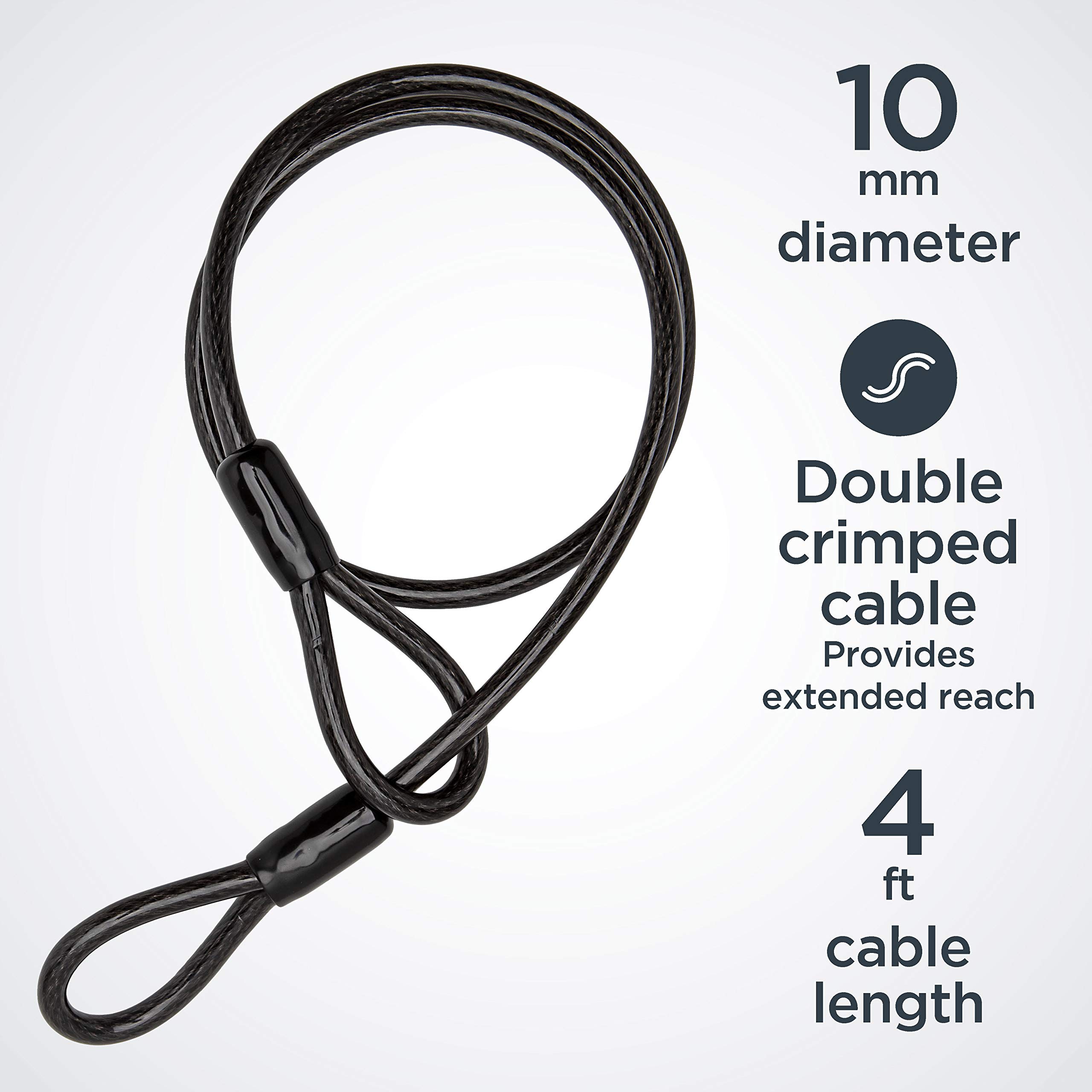 Schwinn Bike Max U-Lock with Double Crimped Cable, 2 Keys Included, 4 feet x 10mm Anti Theft Bicycle Lock, Security Level 5