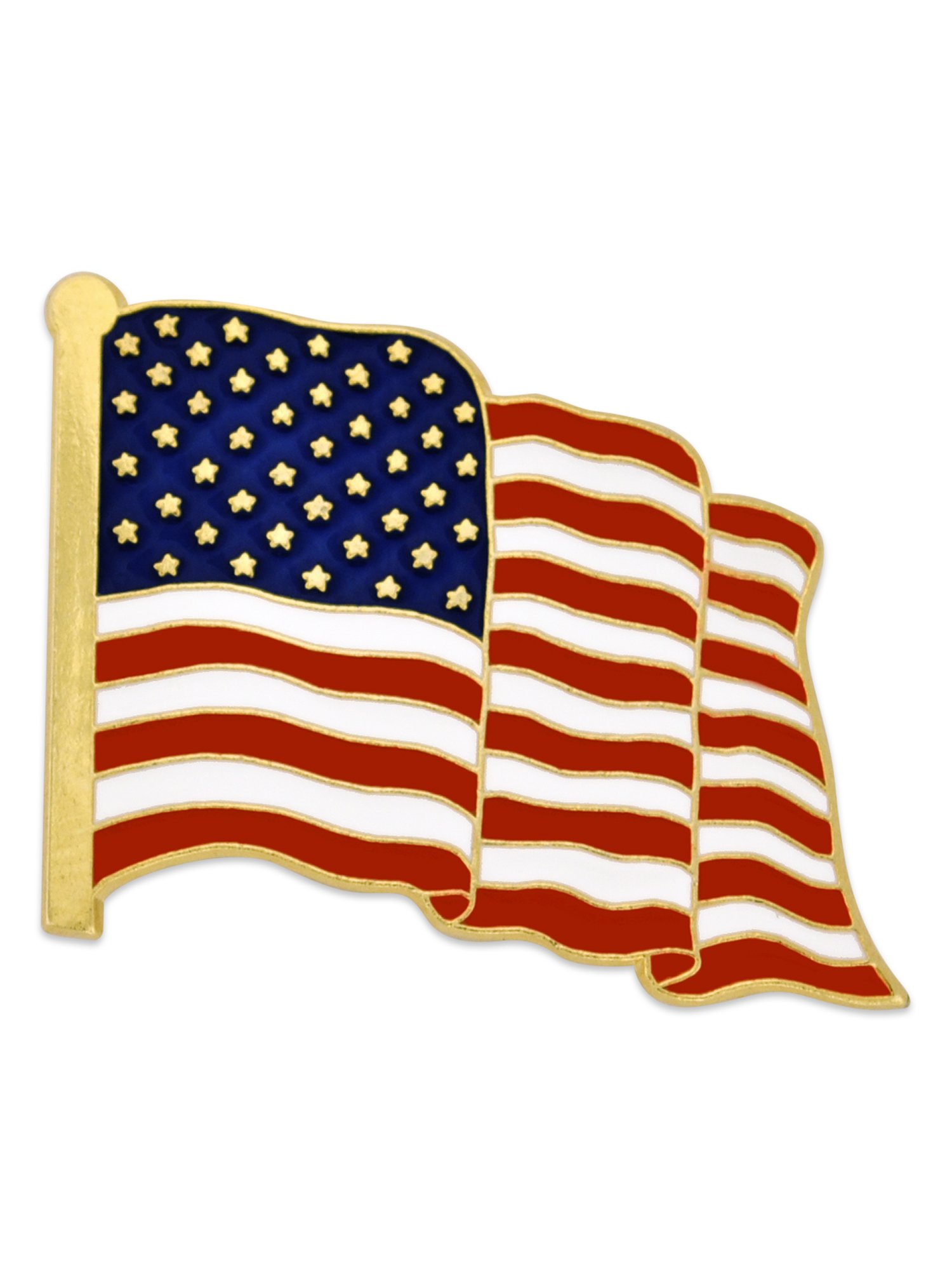 PinMart American Flag Lapel Pin – Made in the USA - Gold Plated Enamel Pin – Patriotic Waving United States Country Pin for Coats, Suit Jackets and Lanyards