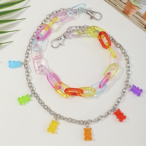 Zehope Pants Chain Colorful Jean Chains Layered Bear Wallet Pocket Chains Acrylic Waist Jewelry for Women
