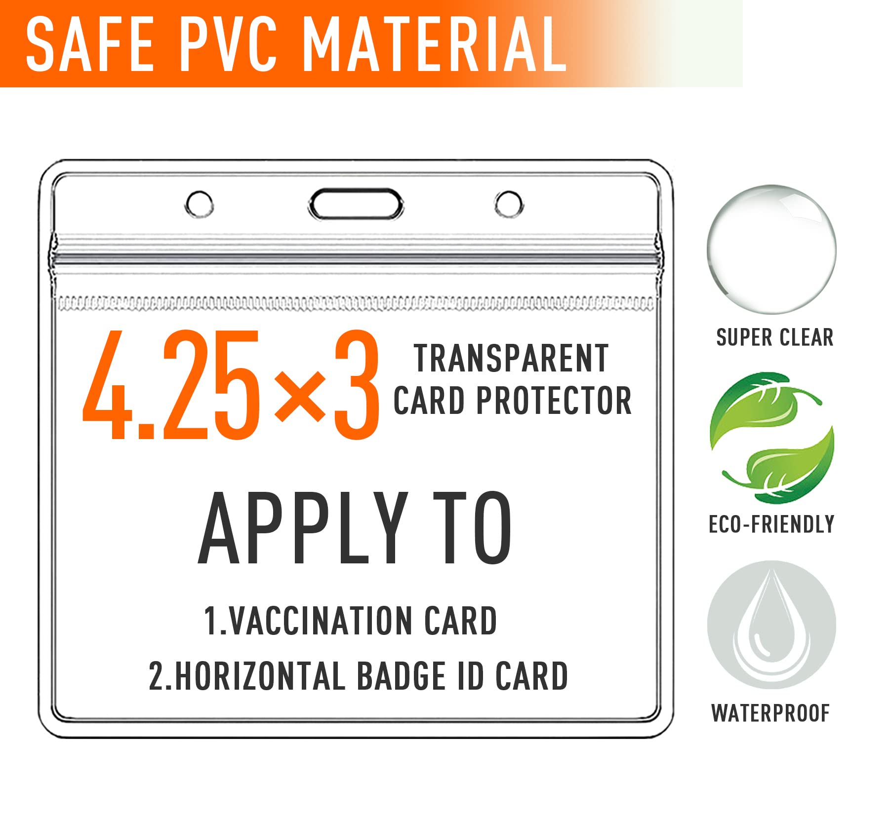 YIFFS Waterproof Vaccination Card Protector, 10 Pack Plastic ID Holder for Vaccination Card,