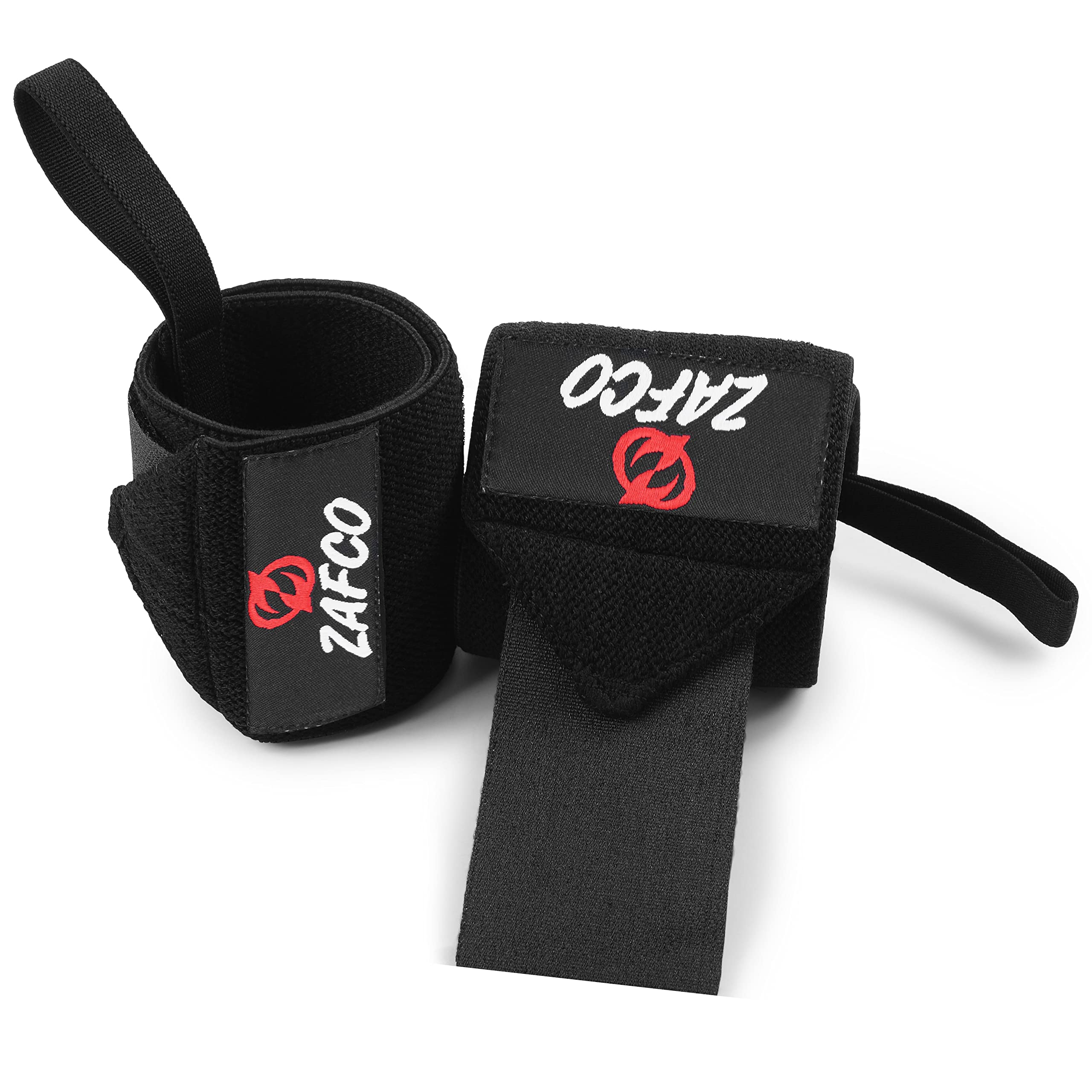 Zafco Sports Weightlifting Wrist Wraps with 18" True Length with Thumb Loop in Premium Quality Brace Your Wrists to Push Heavier, Avoid Injury & Improve Your Workout Instantly - for Men & Women