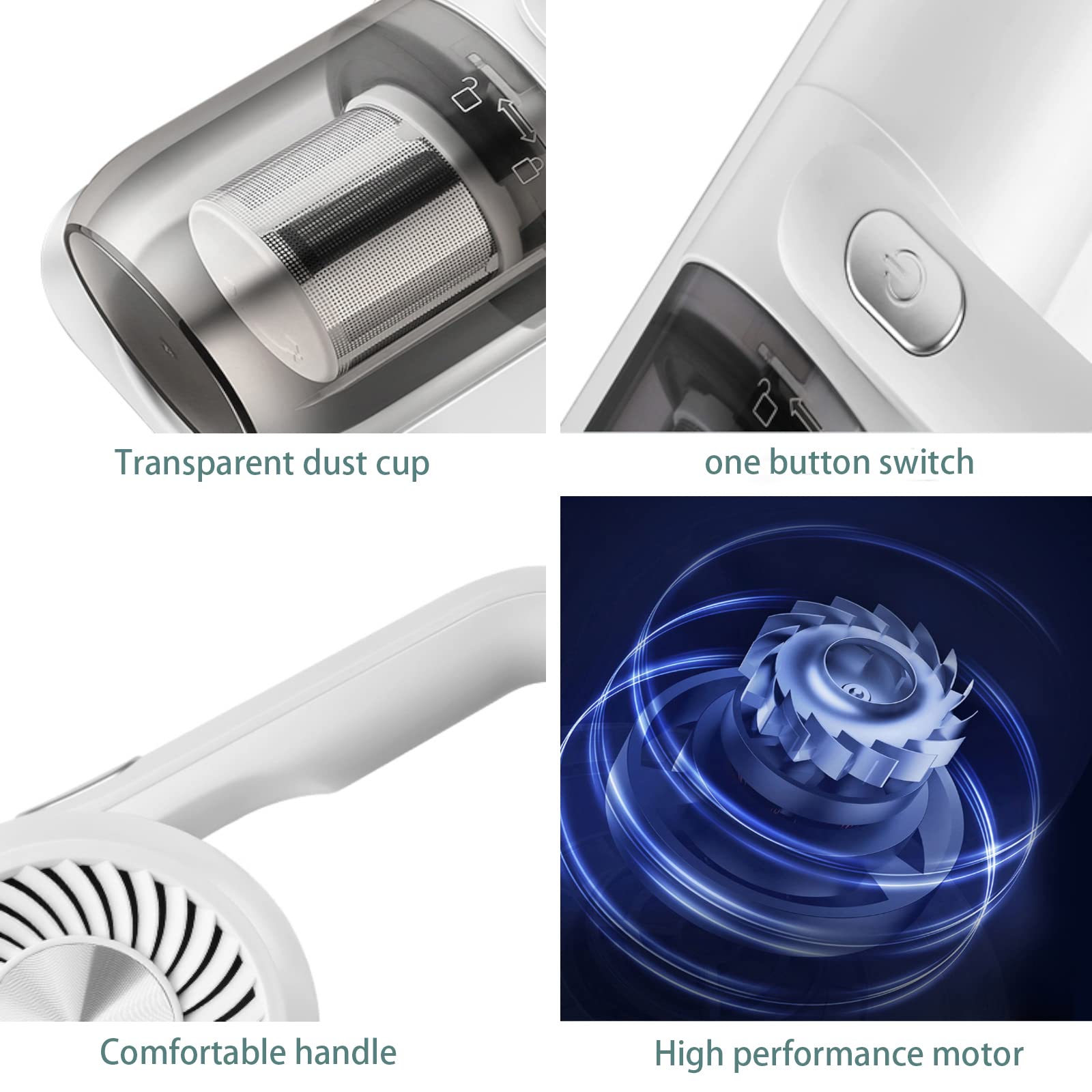 XiadierVi Bed Vacuum Cleaner, Cordless Vacuum Cleaner, Uv Mattress Vacuum, Suitable for Pillows, Sheets, Mattresses, Sofas, Plush Toys and Other Fabric Surfaces