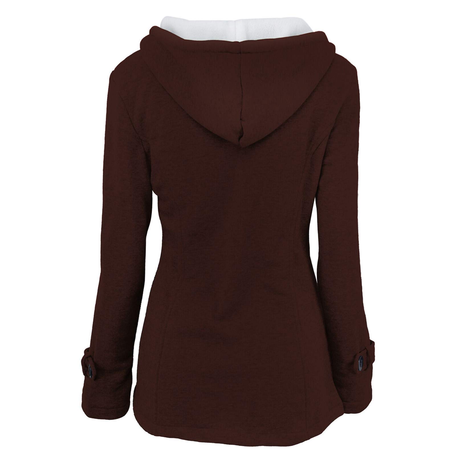 Winter Coats for Women Hooded Faux Fleece Lined Warm Jacket Thick Plush Button Lapels Outwear Plus Size Long Parka Coffee_45 5X-Large