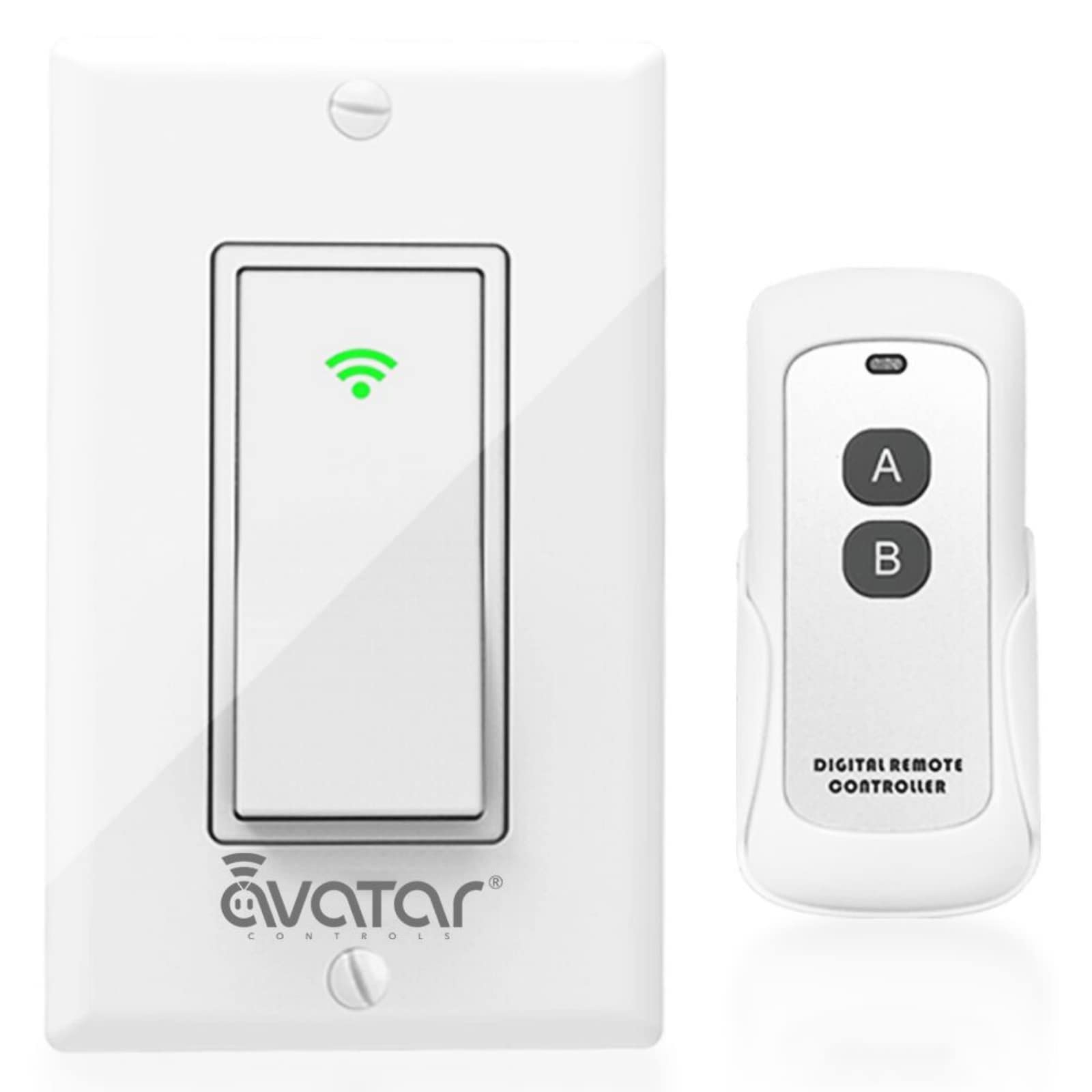 Smart Light Switch with BT Remote Control, WiFi Wall Switches Work with Alexa/Google Home Voice Control, Smart Life App, No Hub Required, Single Pole 1 Way, Standard Plate, Neutral Wire Needed