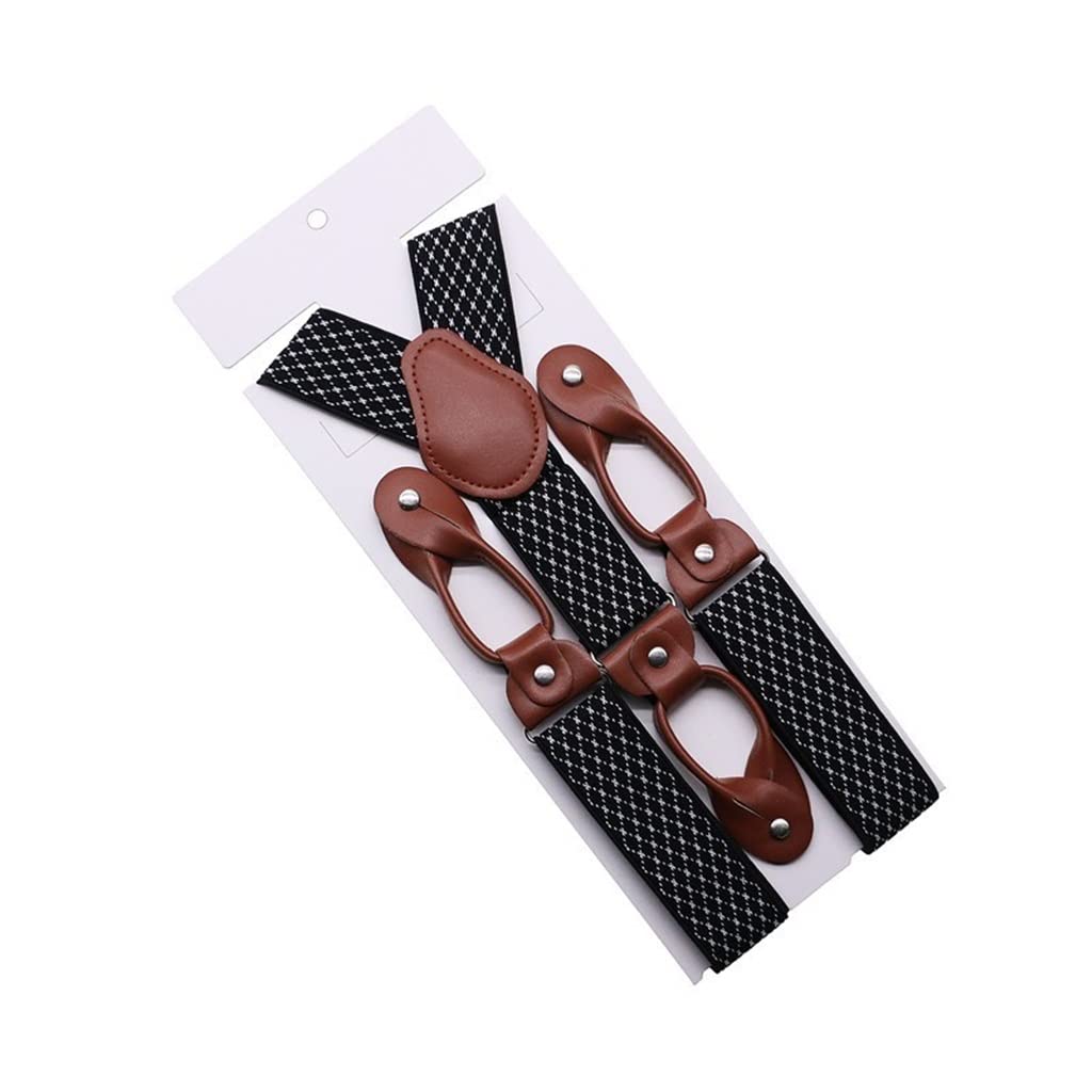 XWWDP 35mm Width Suspenders for Men Leather Button End Elastic Y Back Men Fashion Suspenders Pant Braces Dad Gift (Color : Brown, Size : One Size)