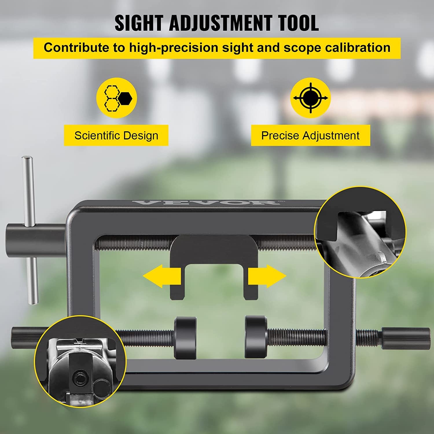 VEVOR Heavy-Duty Aluminum Construction Front & Rear Sight Tool, Sight Adjustment & Maintenance for M&P Glock 1911, Black