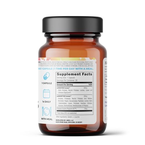 UMZU ZuEnzymes Digestive Enzymes Supplement | 21 Enzymes for Gut Health Support, Digestion & Nutrient Absorption | Helps Break Down Lactose, Carbs, Proteins & Fats (30 Day Supply | 30 Capsules)