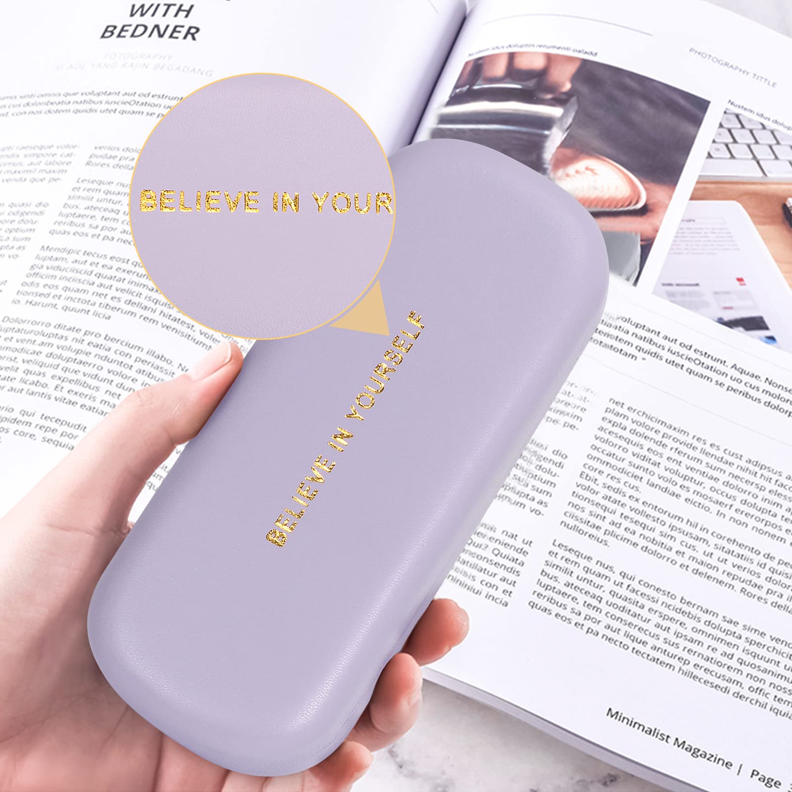 Unaone 2 Pack Eyeglass Case for Women Man, Light Portable Hard Shell Sunglasses Case Clamshell Glasses Protection Case,Pink and Purple