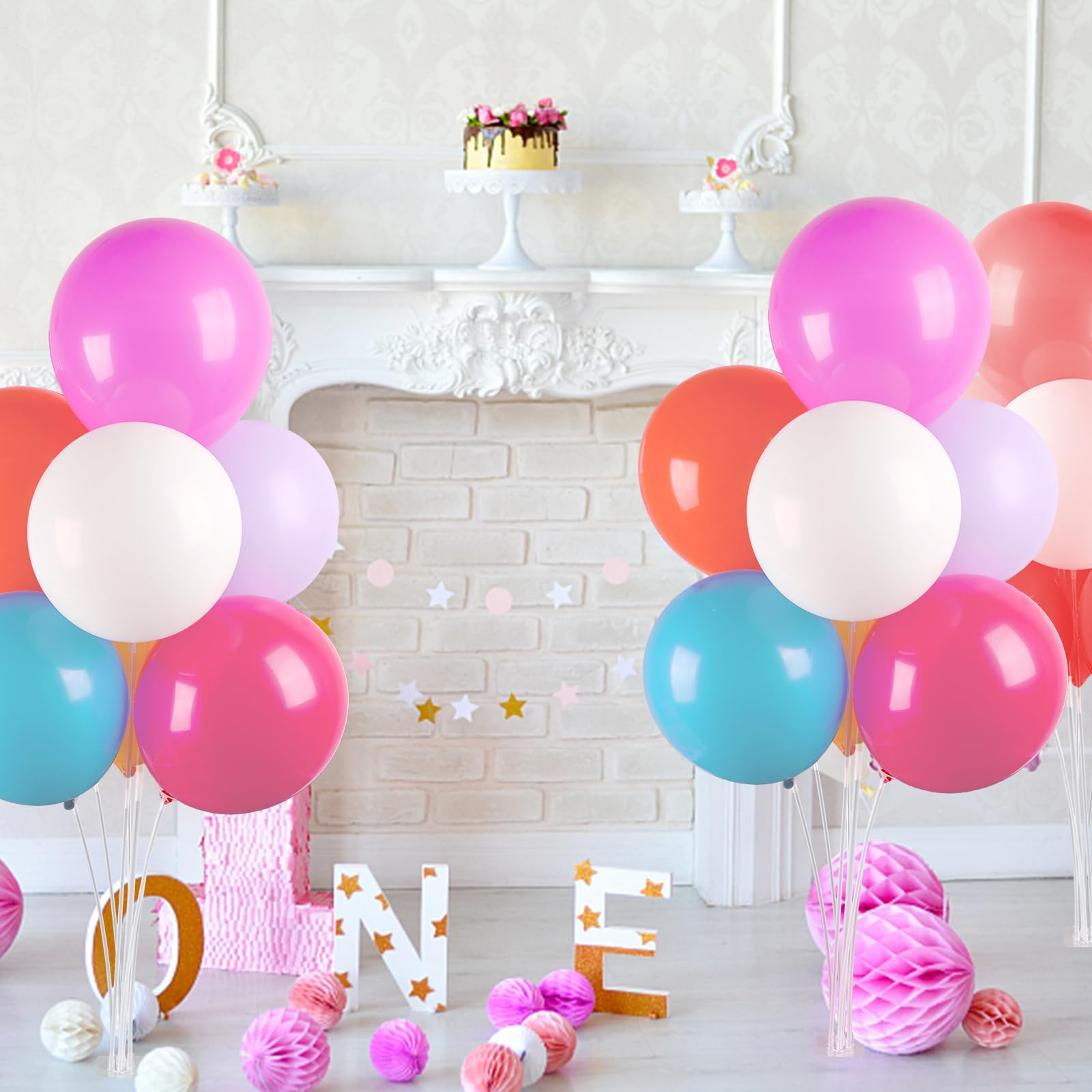 Sakolla 4 Sets Balloon Stand Kits for Table Balloon Sticks with Self-stick Base Desktop Balloon Table Stand Centerpiece Balloon Holder for Birthday Baby Shower Party Wedding Anniversary