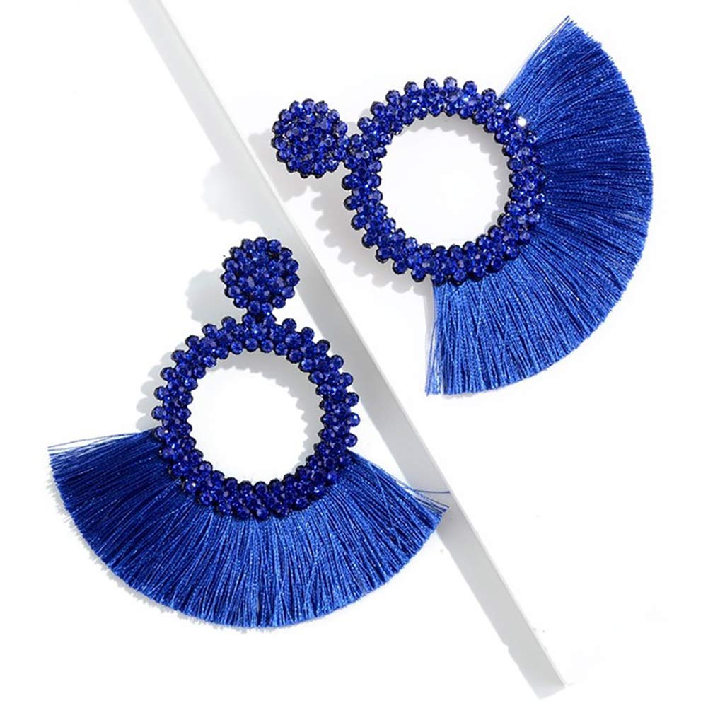 TINNYFY 12 Pairs Boho Statement Earrings Tassel Earrings Hoop Dangle Earrings Long Earrings for Women/Girl (B)