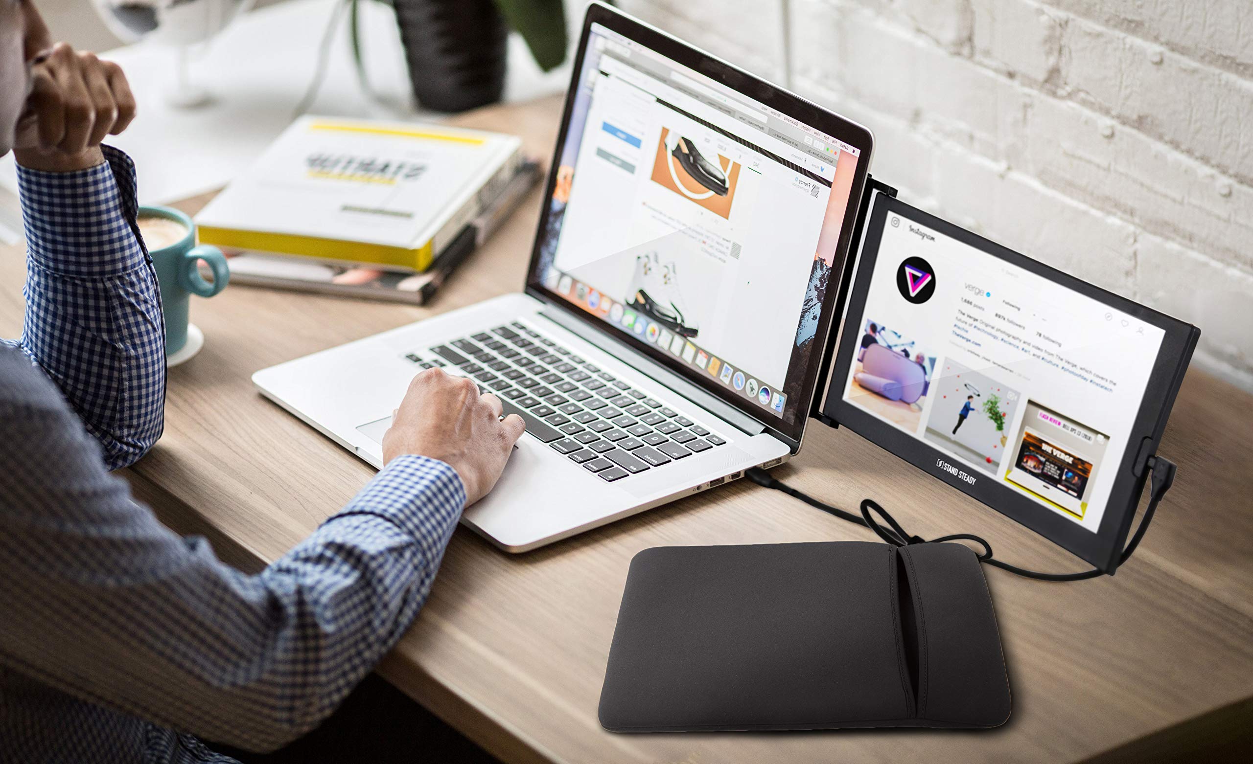 SideTrak Slide Portable Monitor 12.5" Screen with Carrying Case - Attaches to Your Laptop for Easy Travel - Efficient USB Power - Fits Mac and PC 13"-17" Laptops - Full HD IPS Display (Patent Pending)