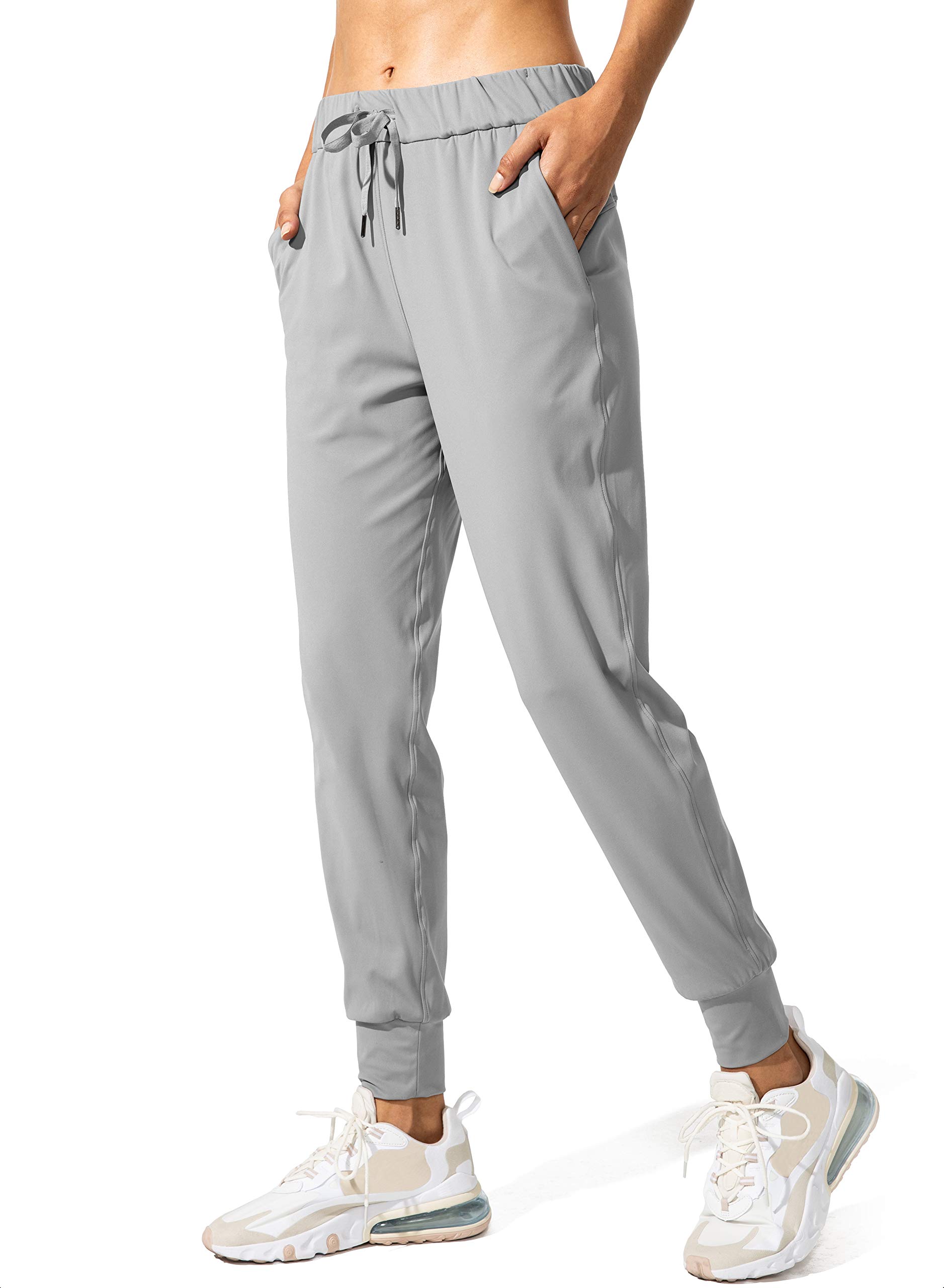 SANTINY Women's Joggers Pants Pockets Drawstring Running Sweatpants for Women Lounge Workout Jogging(Light Grey_L)