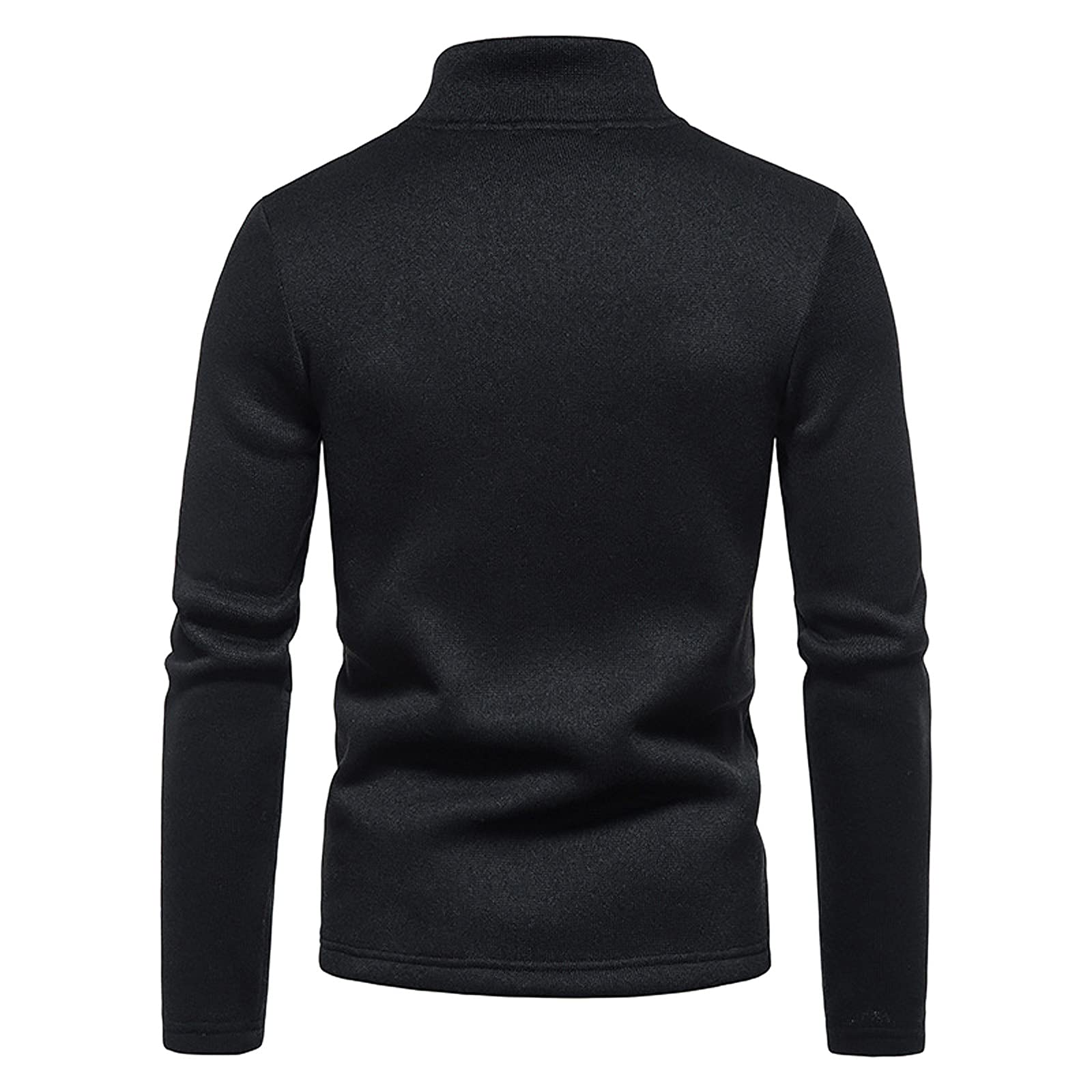 XXBR Turtleneck Zipper Collar Sweater for Men, Fall Winter Knit Solid Pullover Bottoming Casual Warm Jumper Tops Street Style 3D Pattern Novelty Seaside Tree Trip Graphic Handsome Cool Clothes, Black